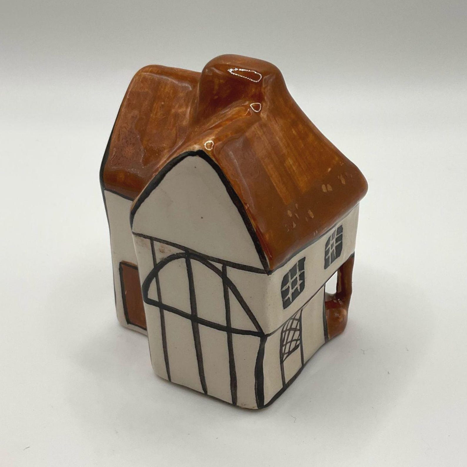 Hand-painted Ceramic House Figurine: Rustic Home Decor - Etsy