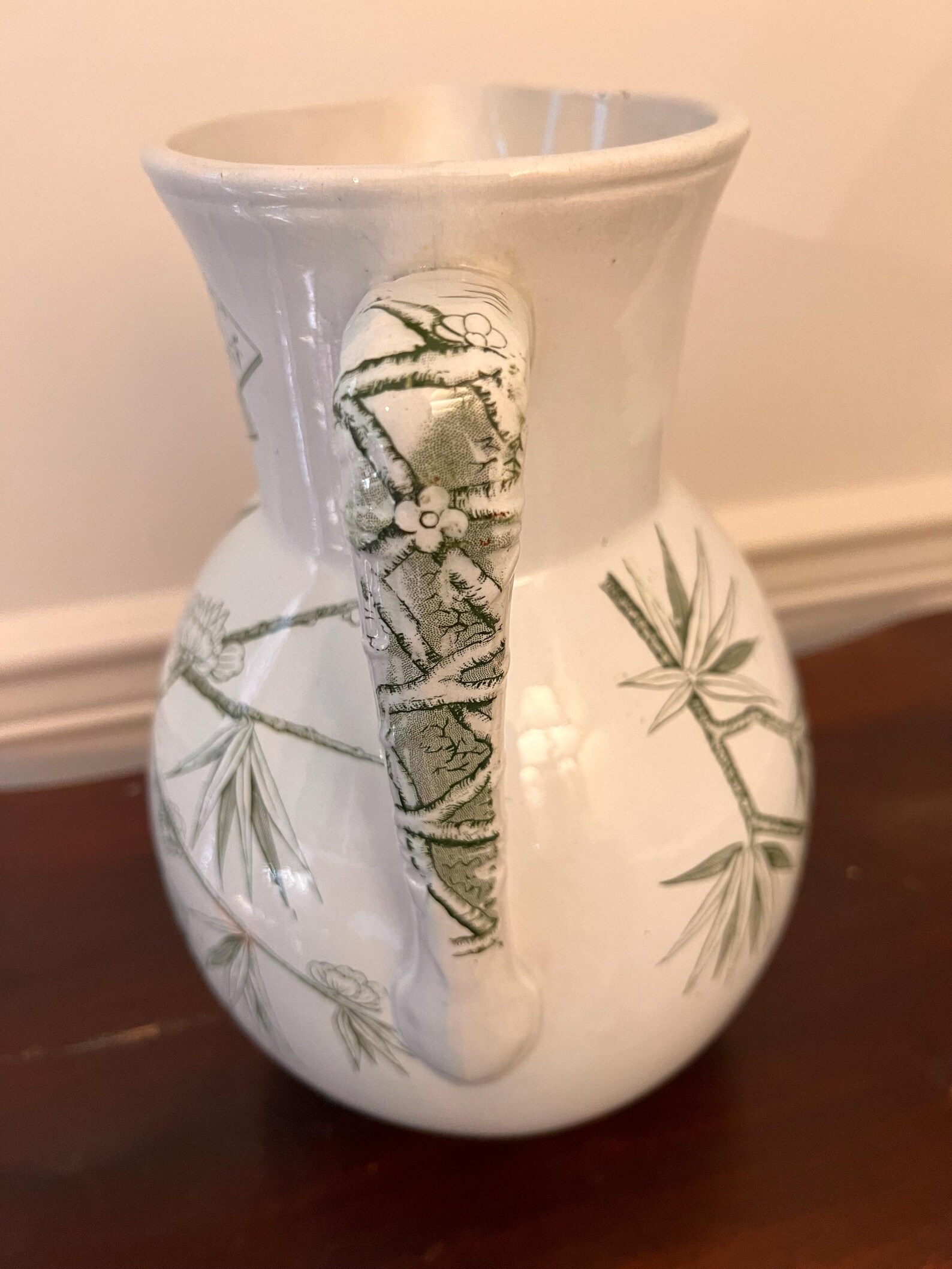 Victorian Aesthetic Ironstone Pitcher Green Transferware Pattern - Etsy