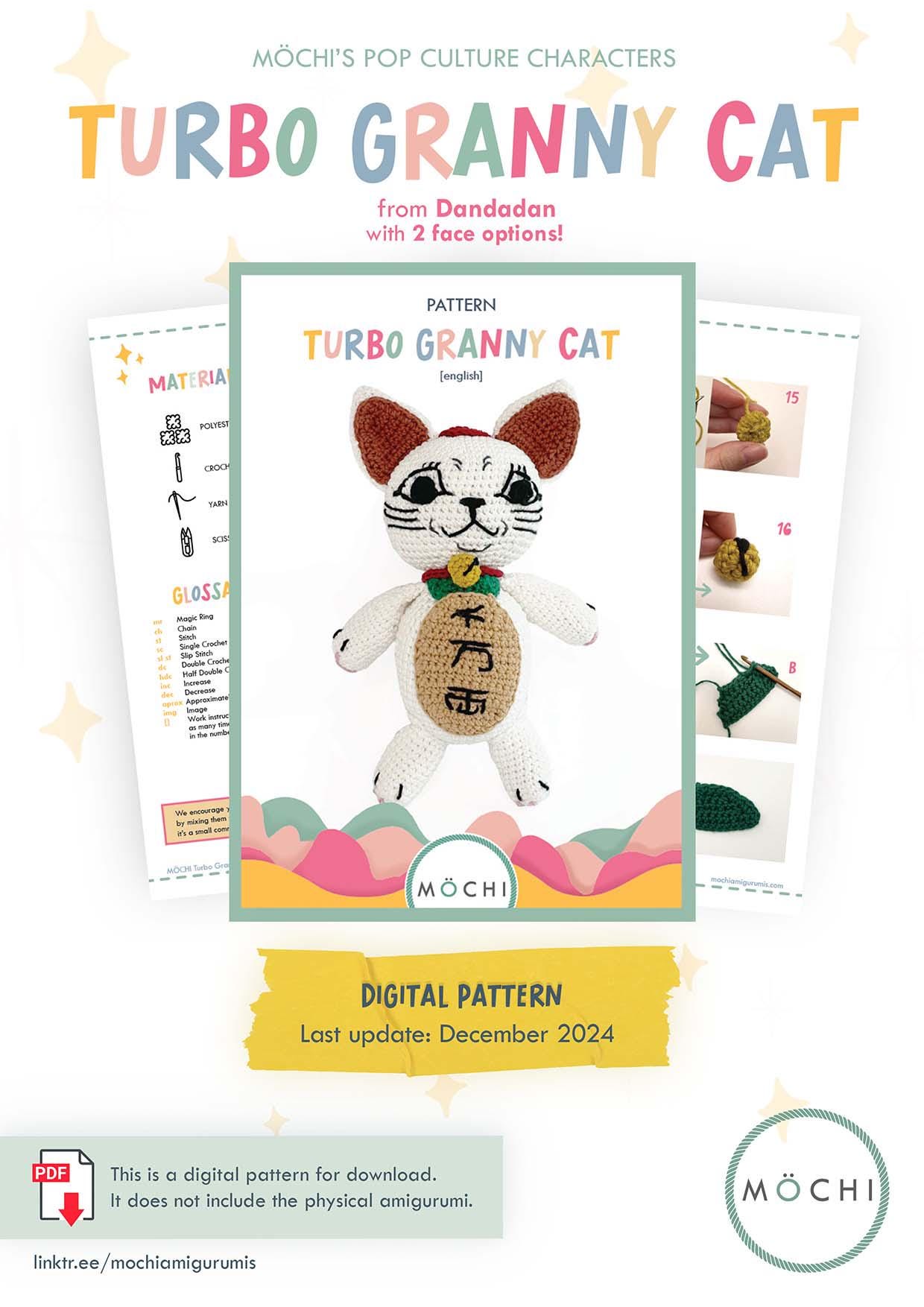 Turbo Granny Cat Crochet Pattern: Dandadan Anime Amigurumi (PDF Digital ...