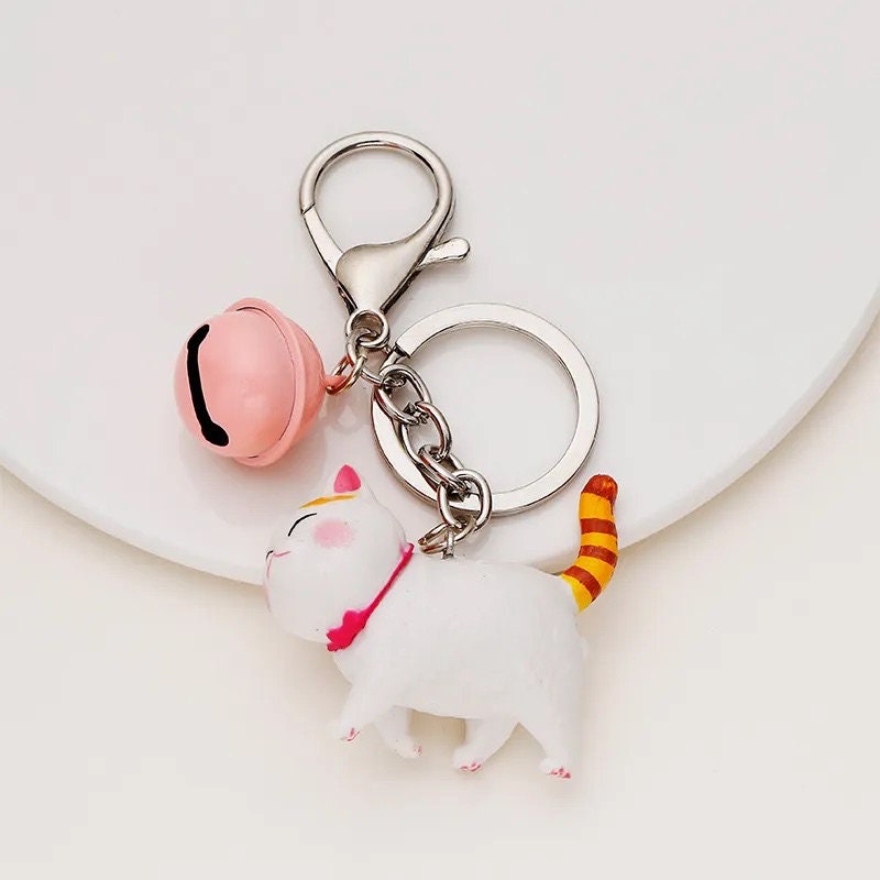 Cute Cat Keychain With Bell, Cat Lover Keychain, Keychain for Bags ...