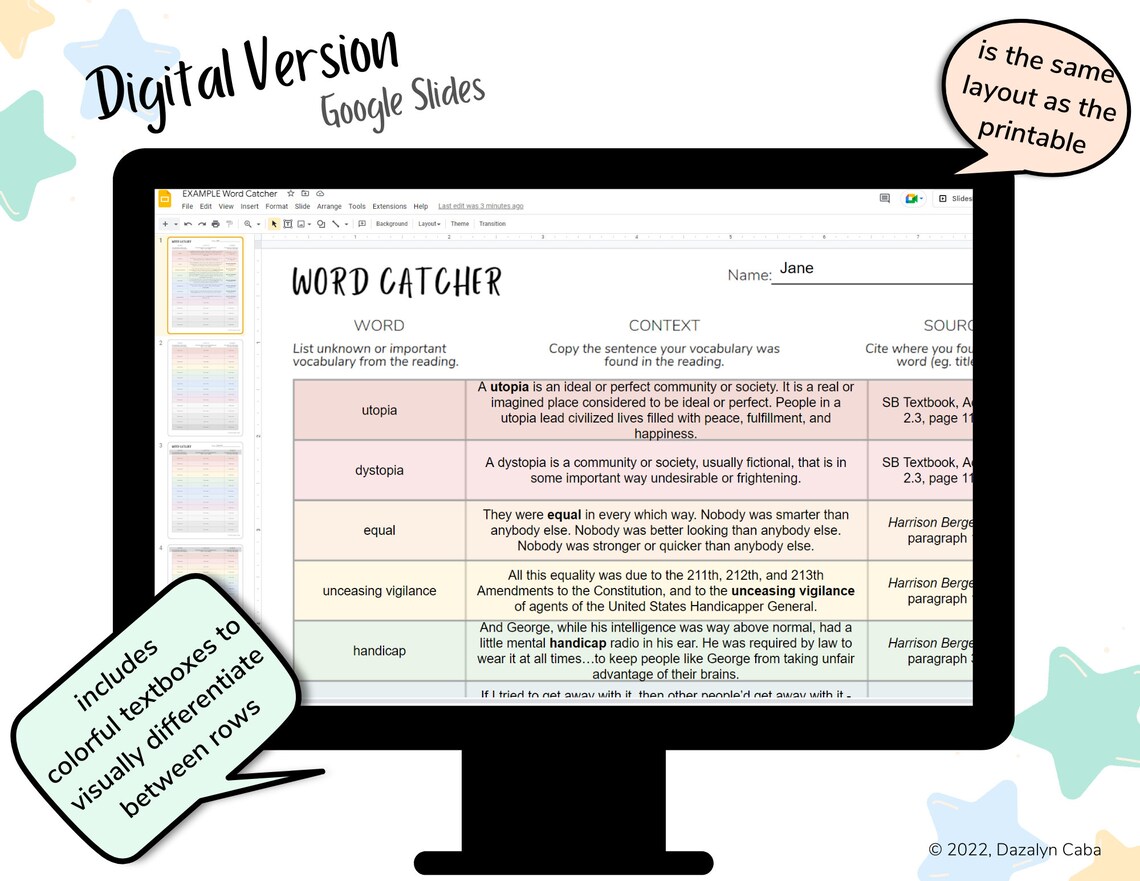 Word Catcher Worksheet - Printable - Google Slides - Vocabulary ...