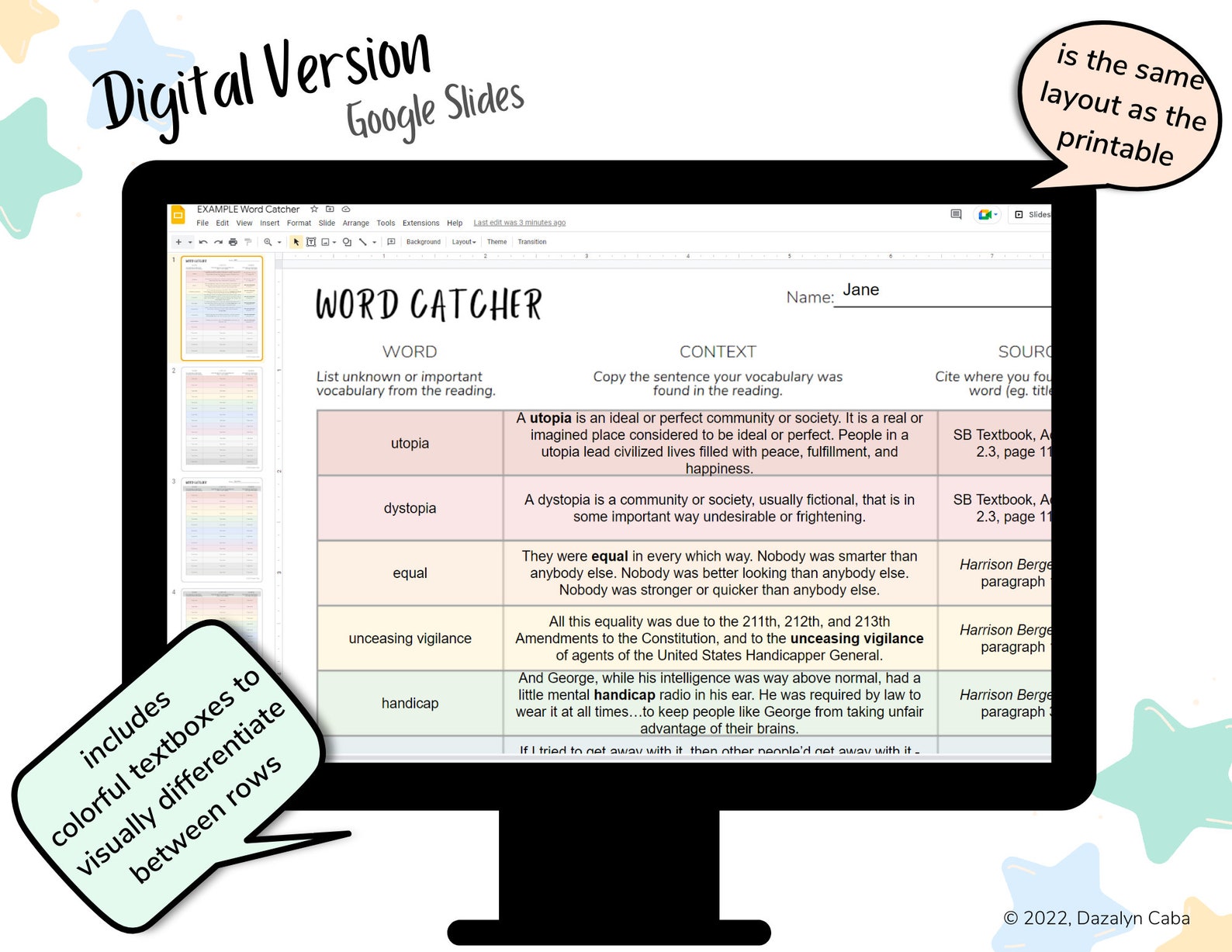Word Catcher Worksheet - Printable - Google Slides - Vocabulary ...