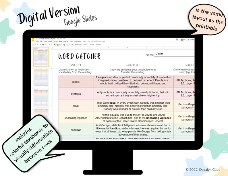 Word Catcher Worksheet - Printable - Google Slides - Vocabulary ...