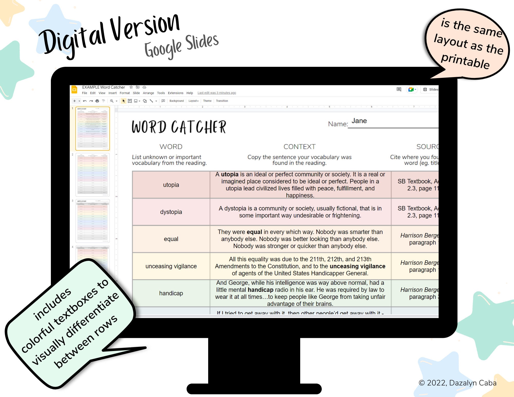 Word Catcher Worksheet - Printable - Google Slides - Vocabulary ...