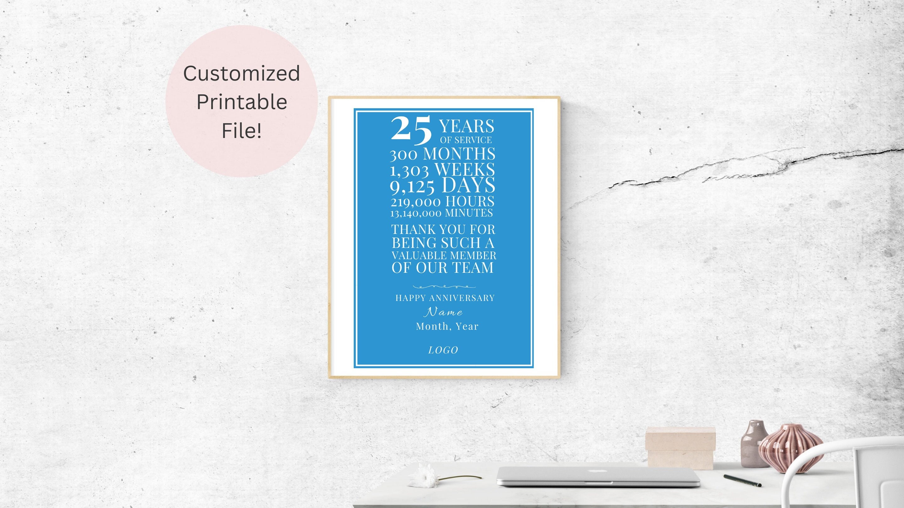 25 Year Work Anniversary Digital Download Poster Customized ...
