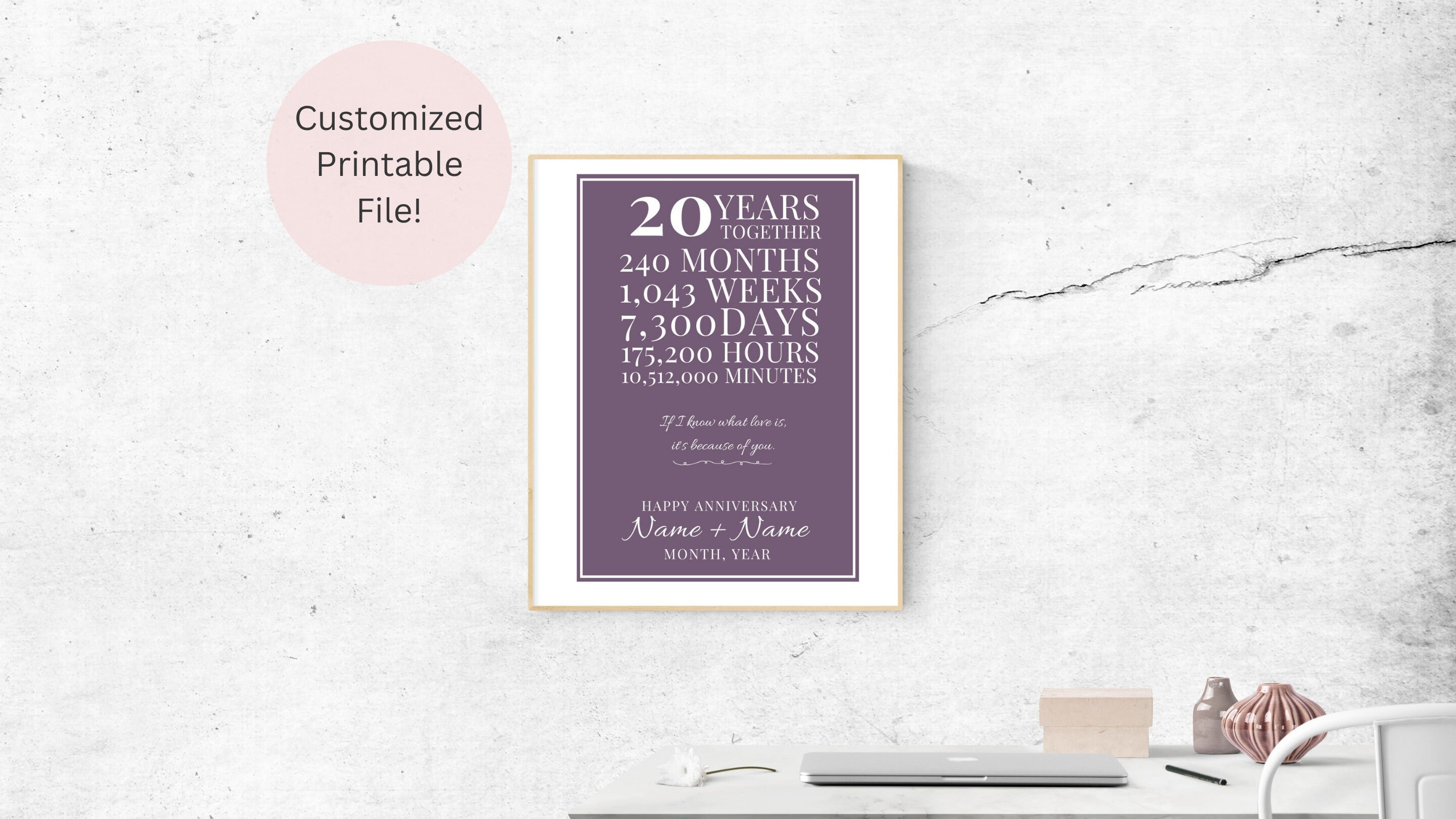 20 Year Work Anniversary Digital Download Poster Customized - Etsy ...