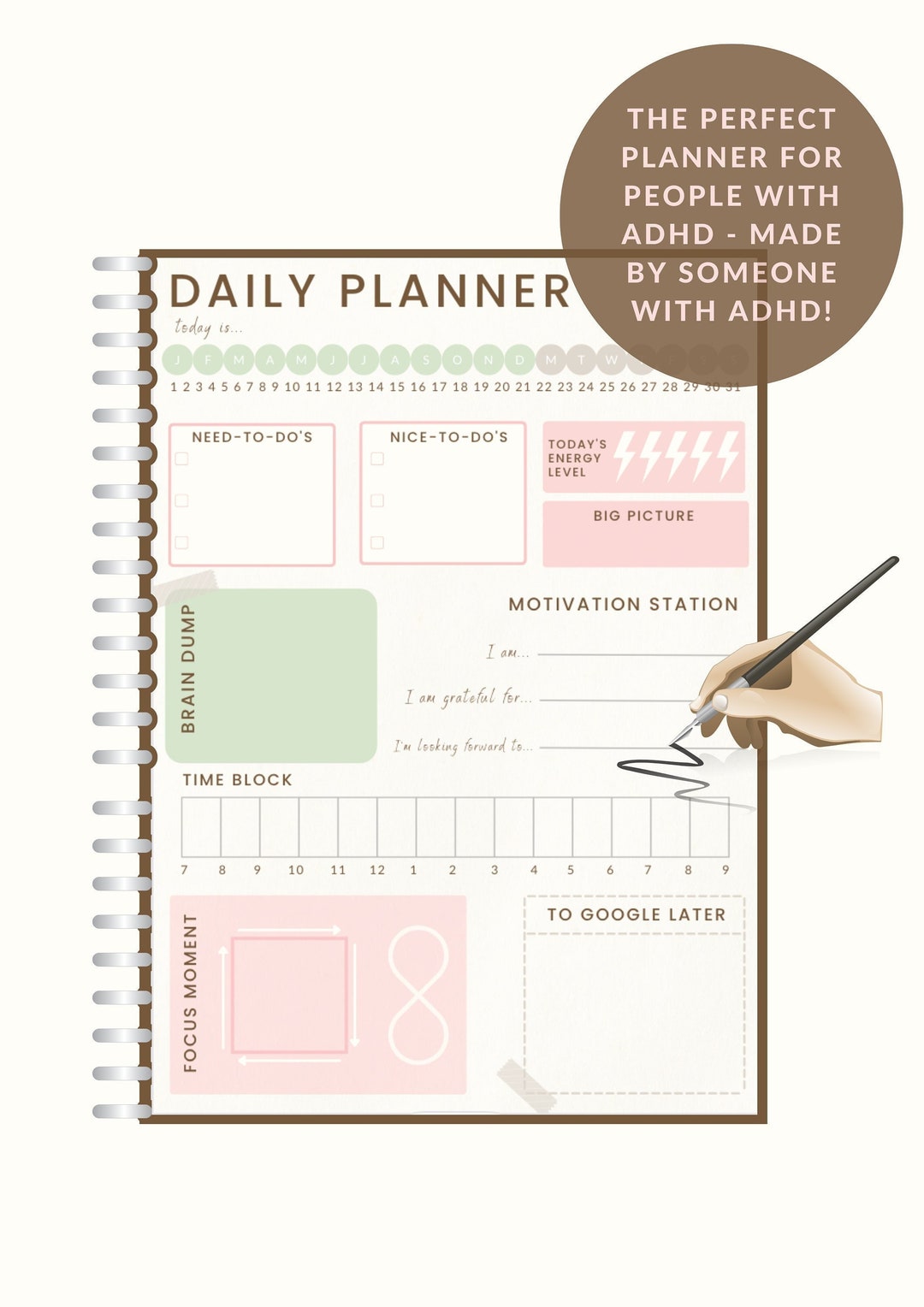 ADHD Daily Planner - Made by ADHD Creator! - Etsy