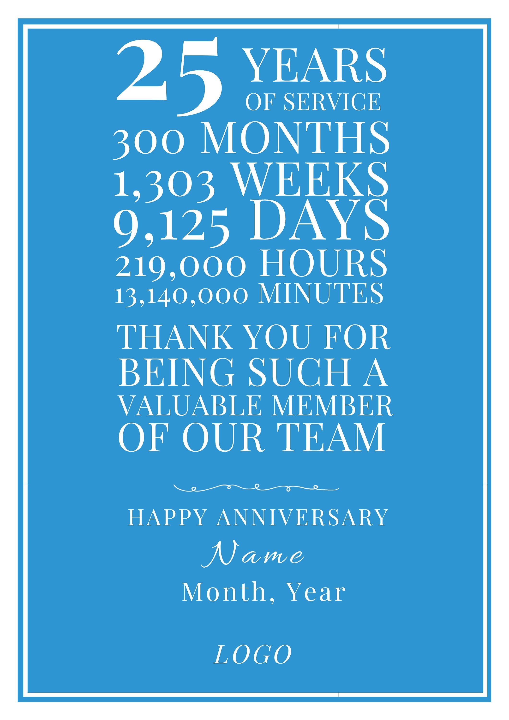 25 Year Work Anniversary Digital Download Poster Customized ...