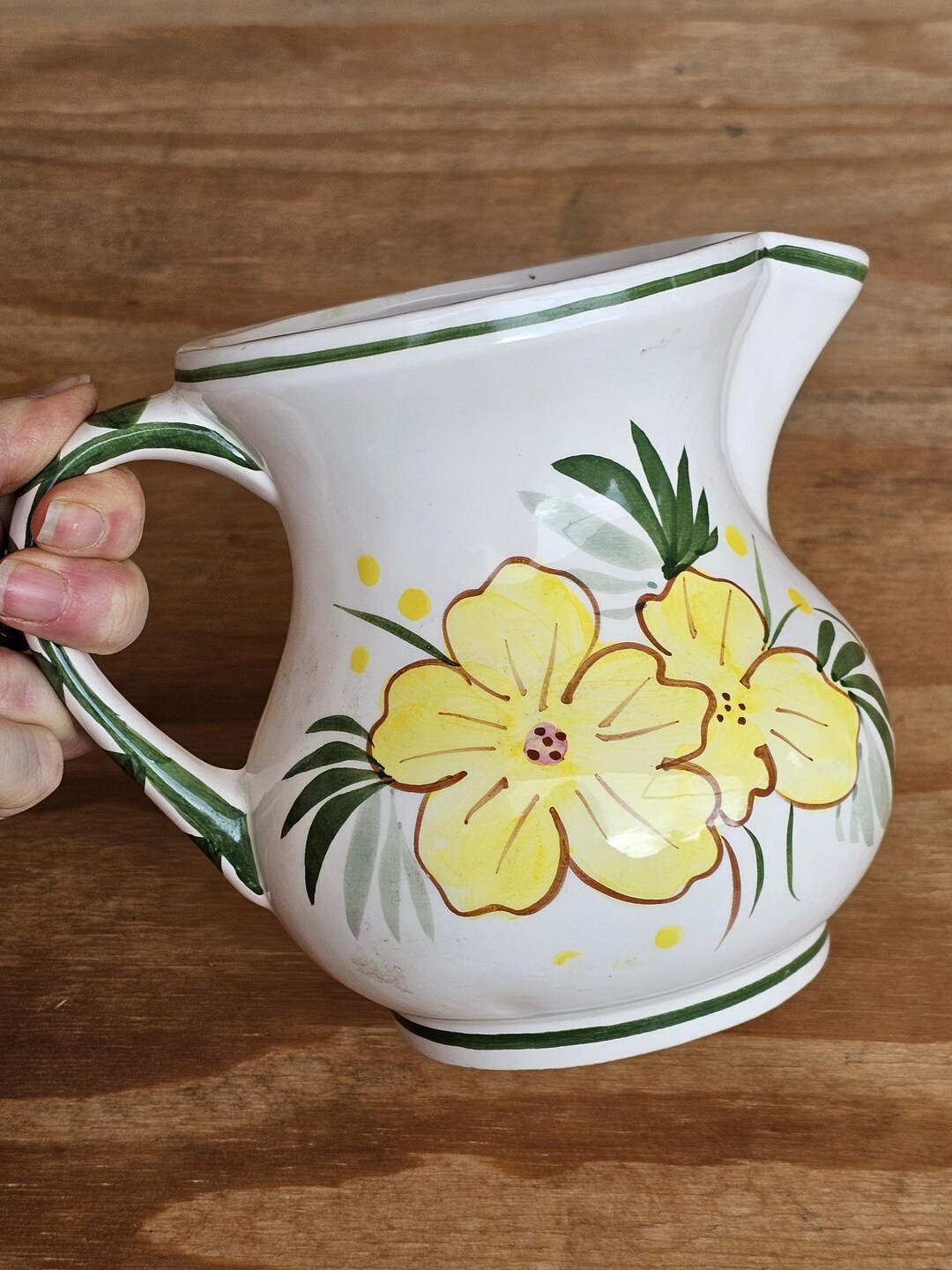 Vintage Relpo Pottery Handpainted Cream Glazed Jug or Vessel for ...