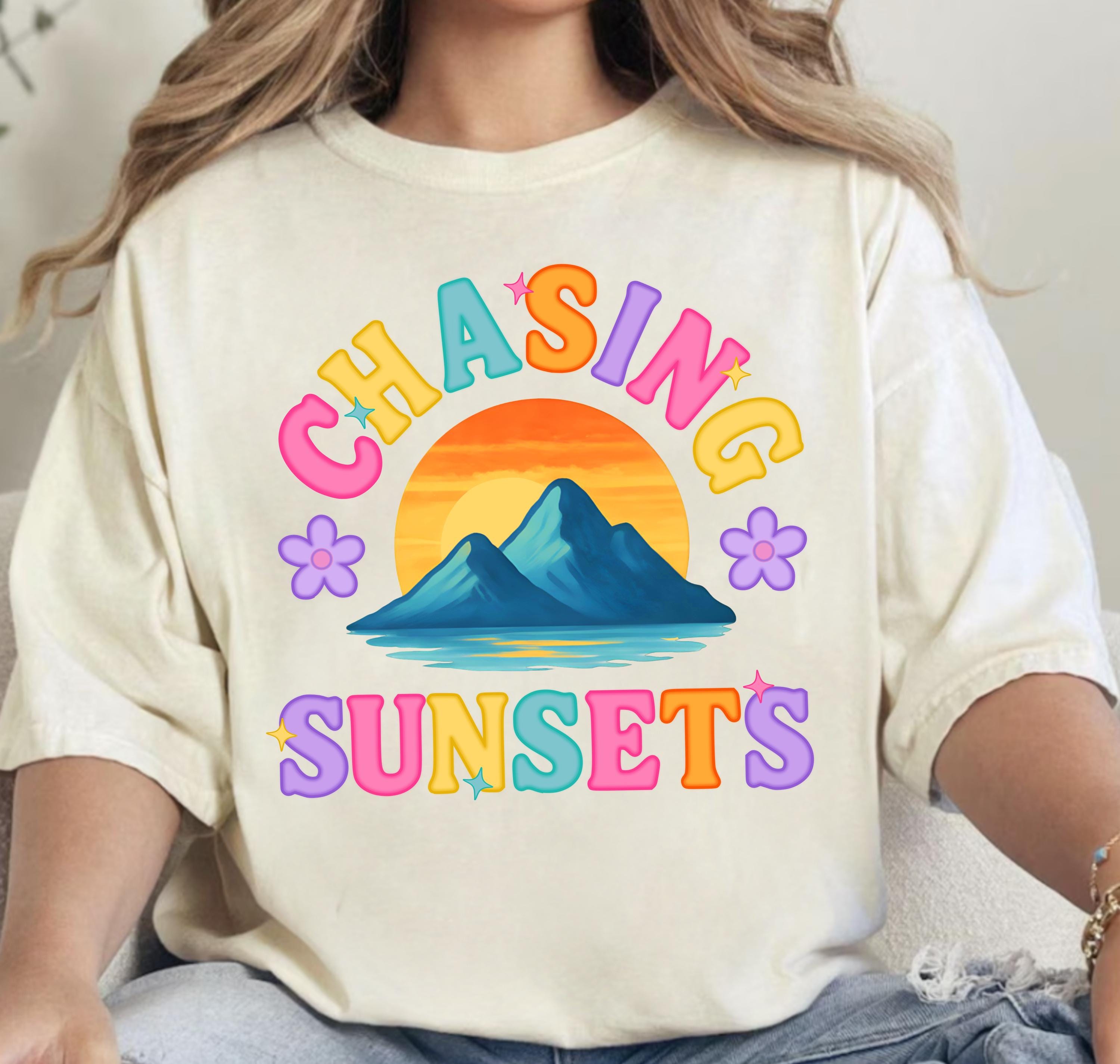 Chasing Sunsets Png, Summer Png, Colorful Retro Sunset Shirt Design ...