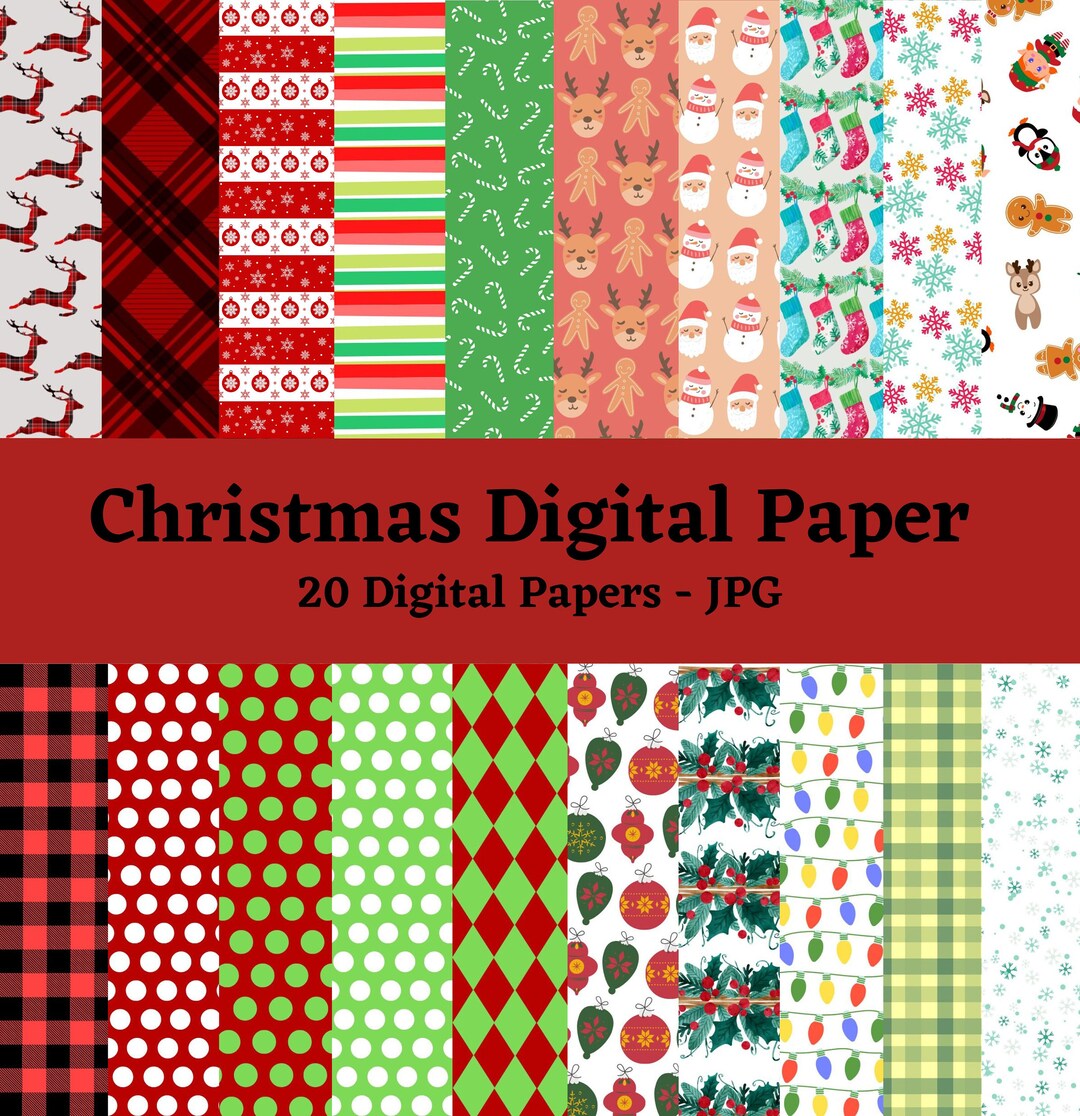 Christmas Digital Paper, Christmas Seamless Patterns, Holiday Scrapbook ...