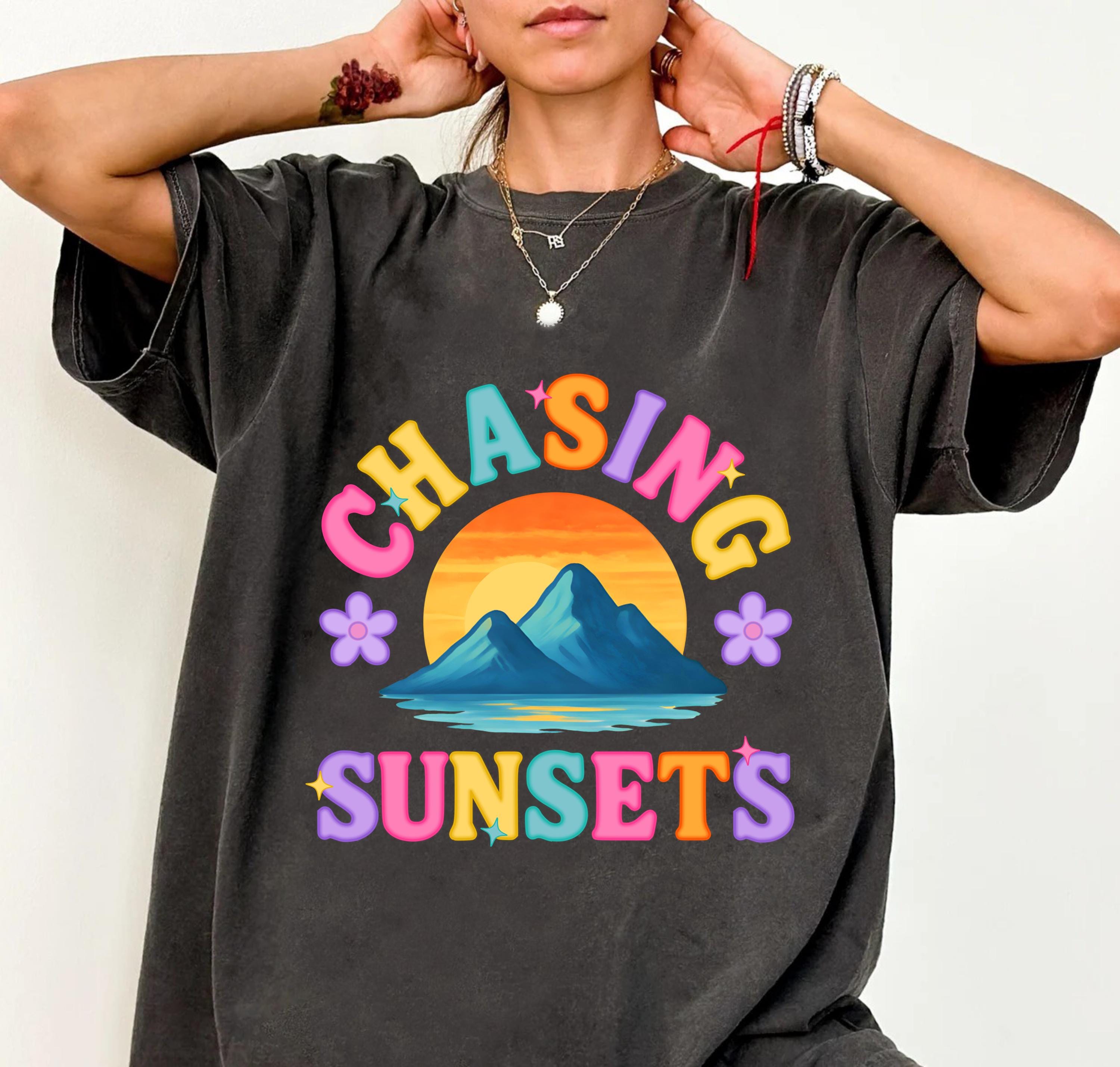 Chasing Sunsets Png, Summer Png, Colorful Retro Sunset Shirt Design ...