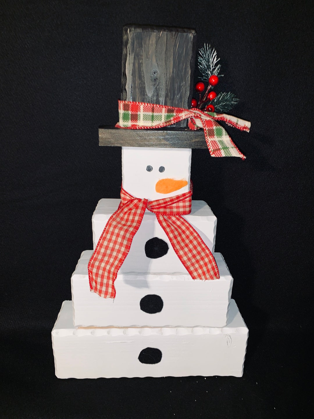 Wooden Block Snowman - Etsy