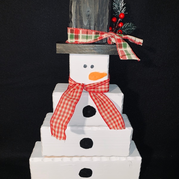 Wooden Block Snowman - Etsy