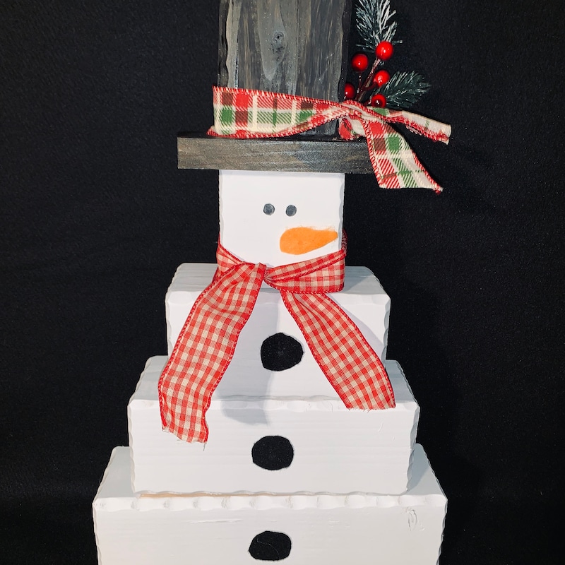 Wooden Block Snowman - Etsy