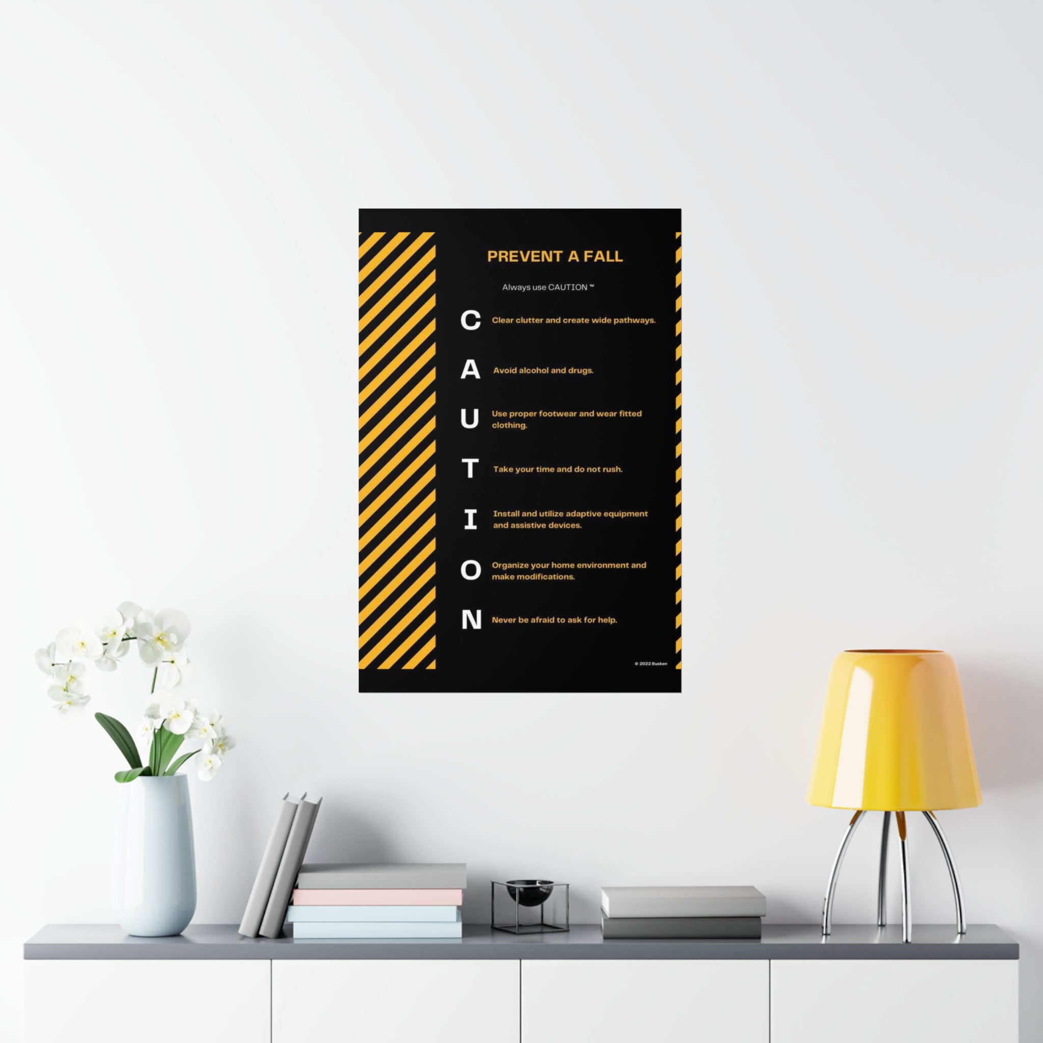 CAUTION™: Prevent A Fall Poster - Etsy