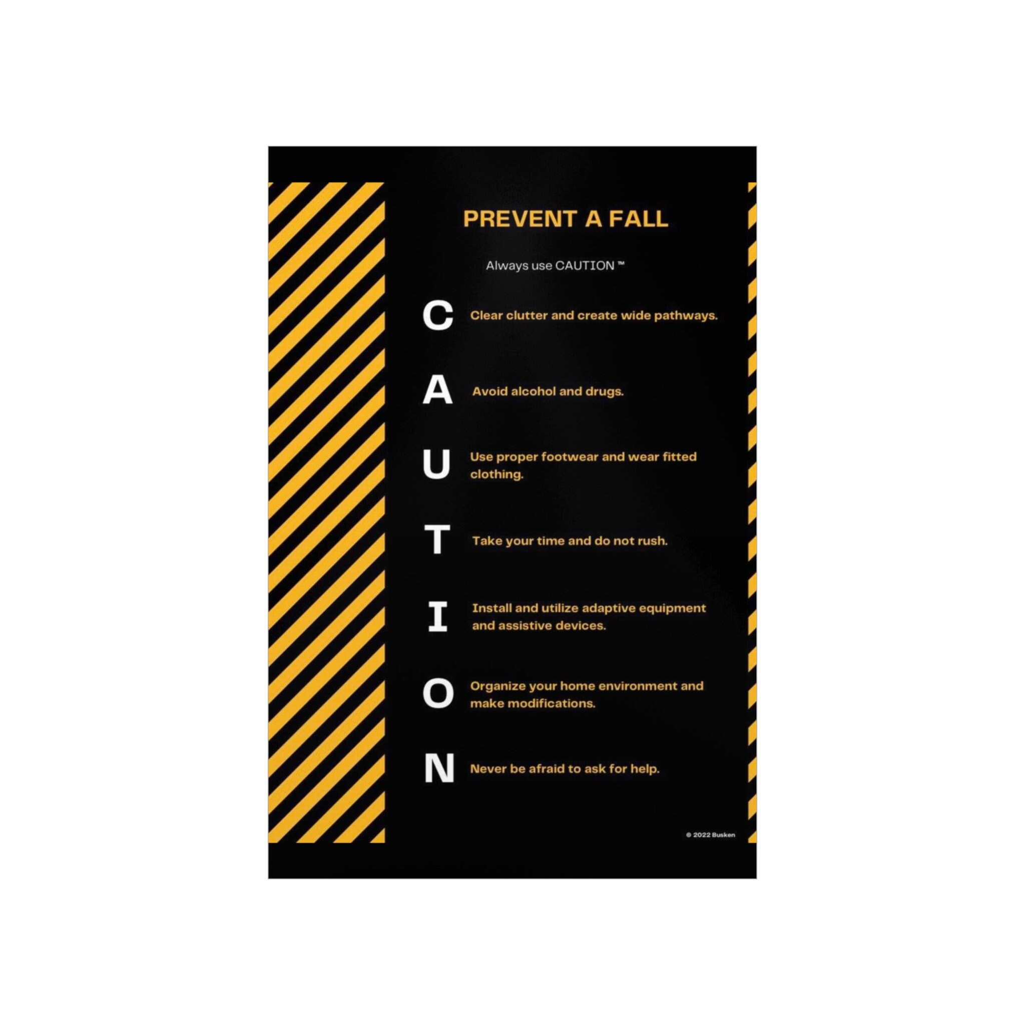 CAUTION™: Prevent A Fall Poster - Etsy