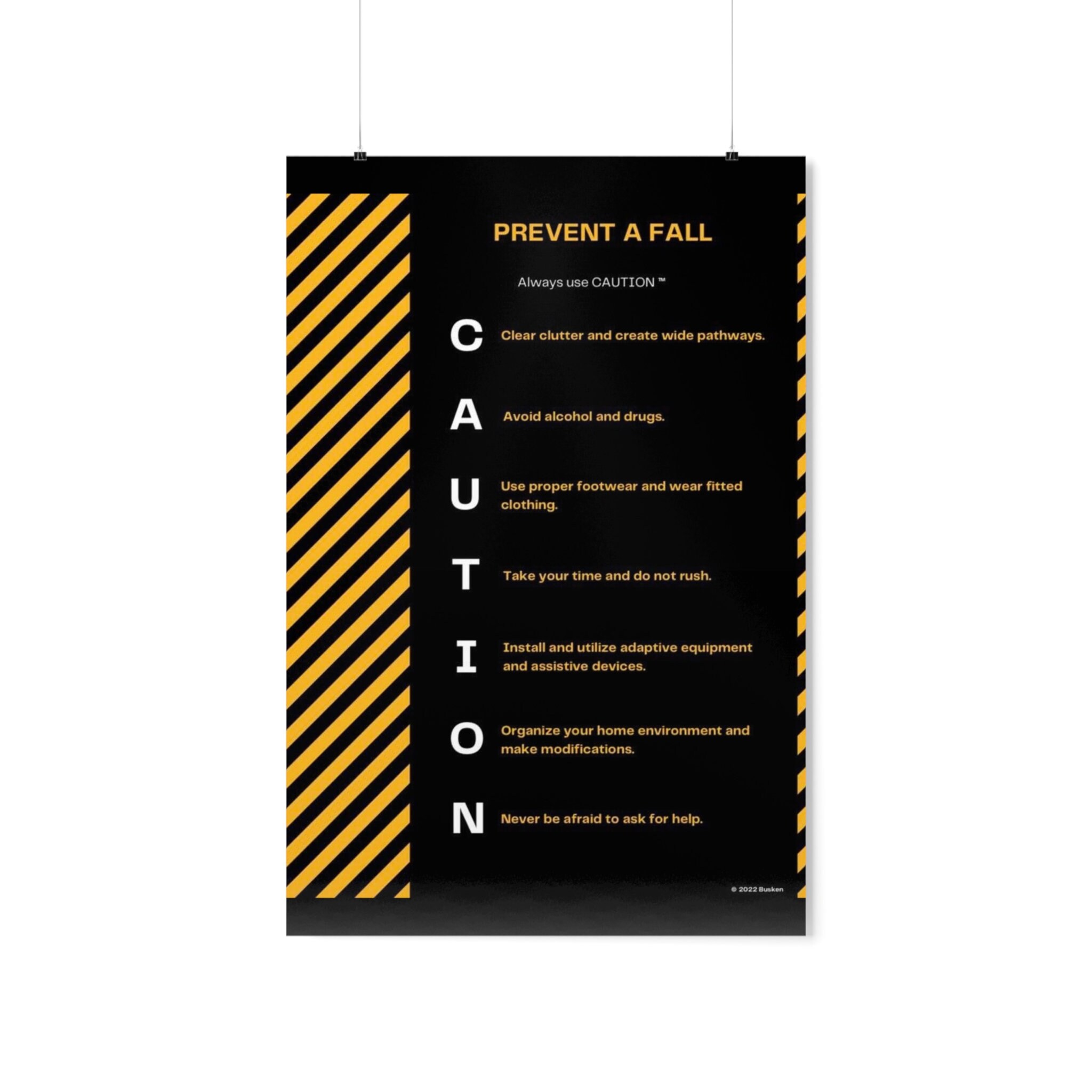 CAUTION™: Prevent A Fall Poster - Etsy