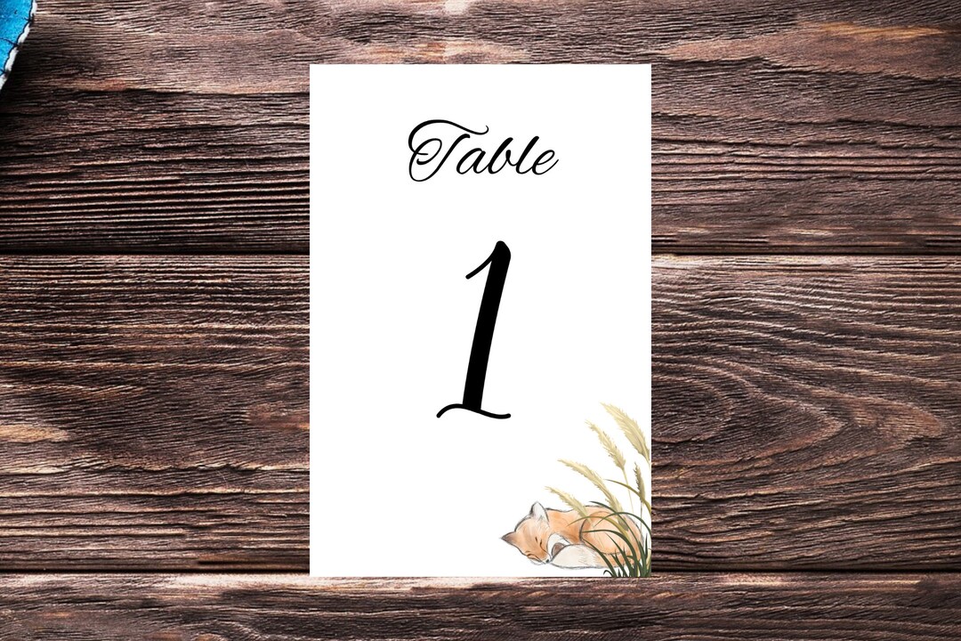 Sleeping Fox Table Numbers Fox Table Numbers Forest Fox - Etsy