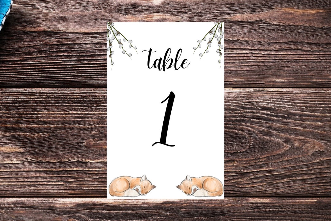 Two Foxes Table Numbers, Sweet Little Foxes Table Numbers, Fox Table ...
