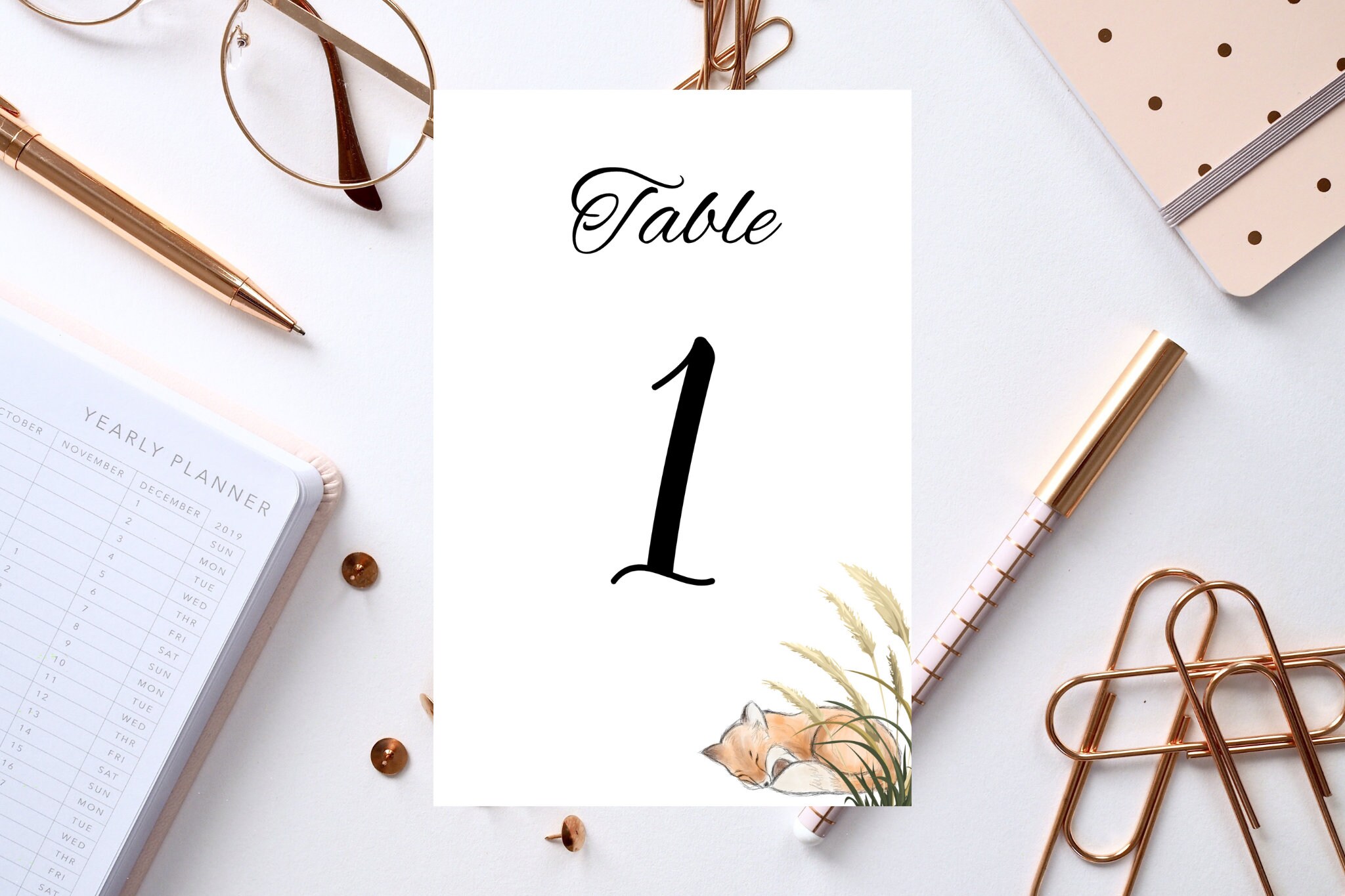Sleeping Fox Table Numbers Fox Table Numbers Forest Fox - Etsy