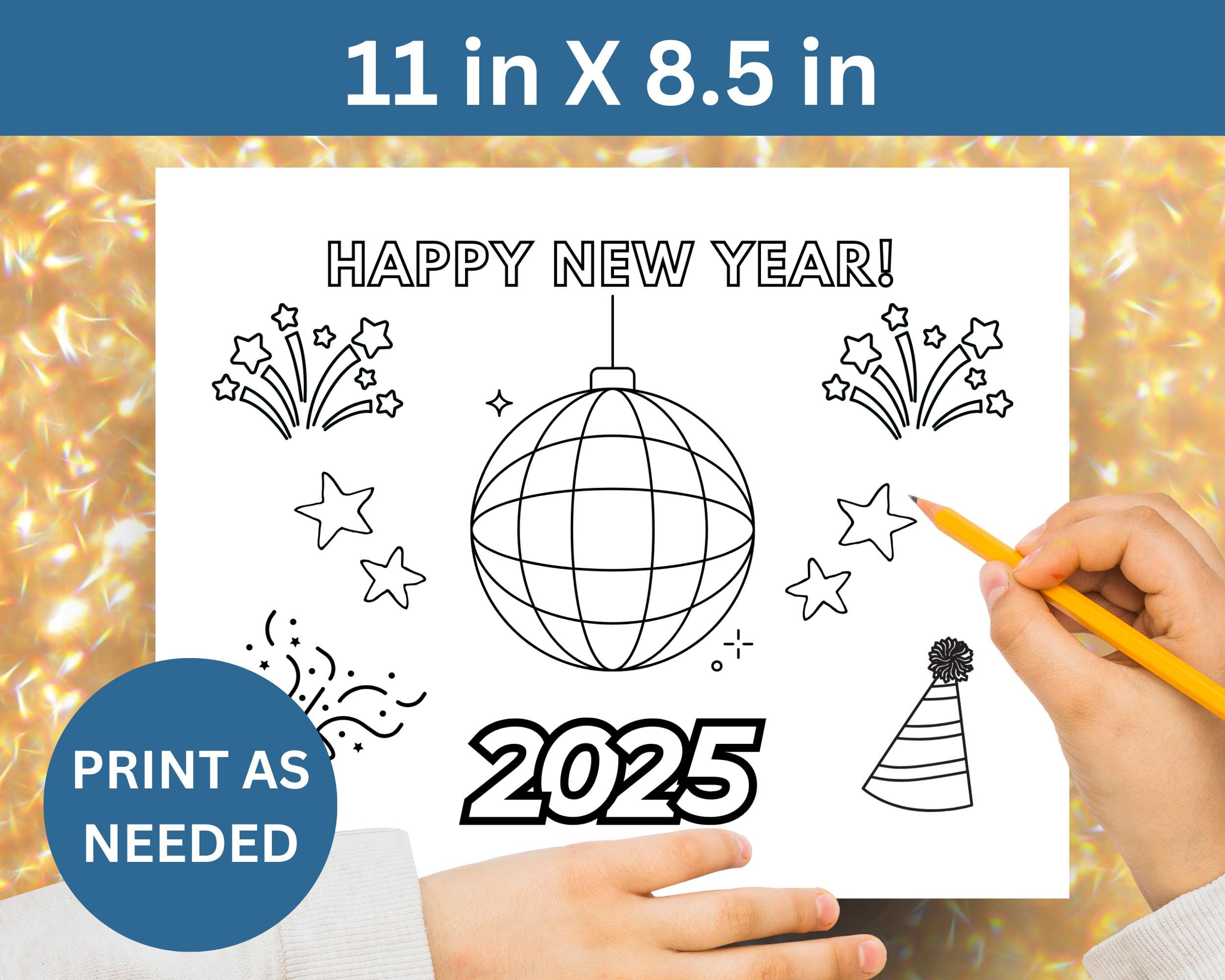 New Year's Activity Mat, Coloring Page, Dinner Mat, Kid's Activities ...