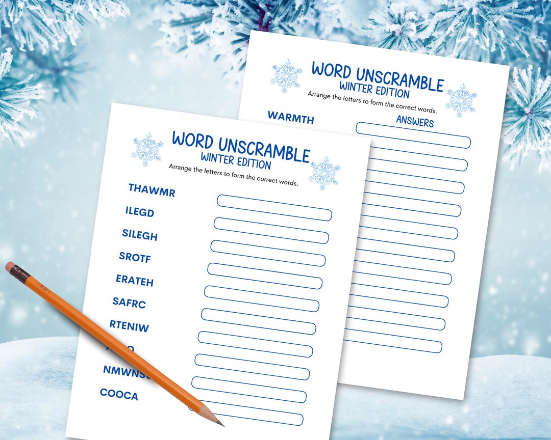 Winter Games Printable, Unscramble, Family Reunion Games, Family Game ...