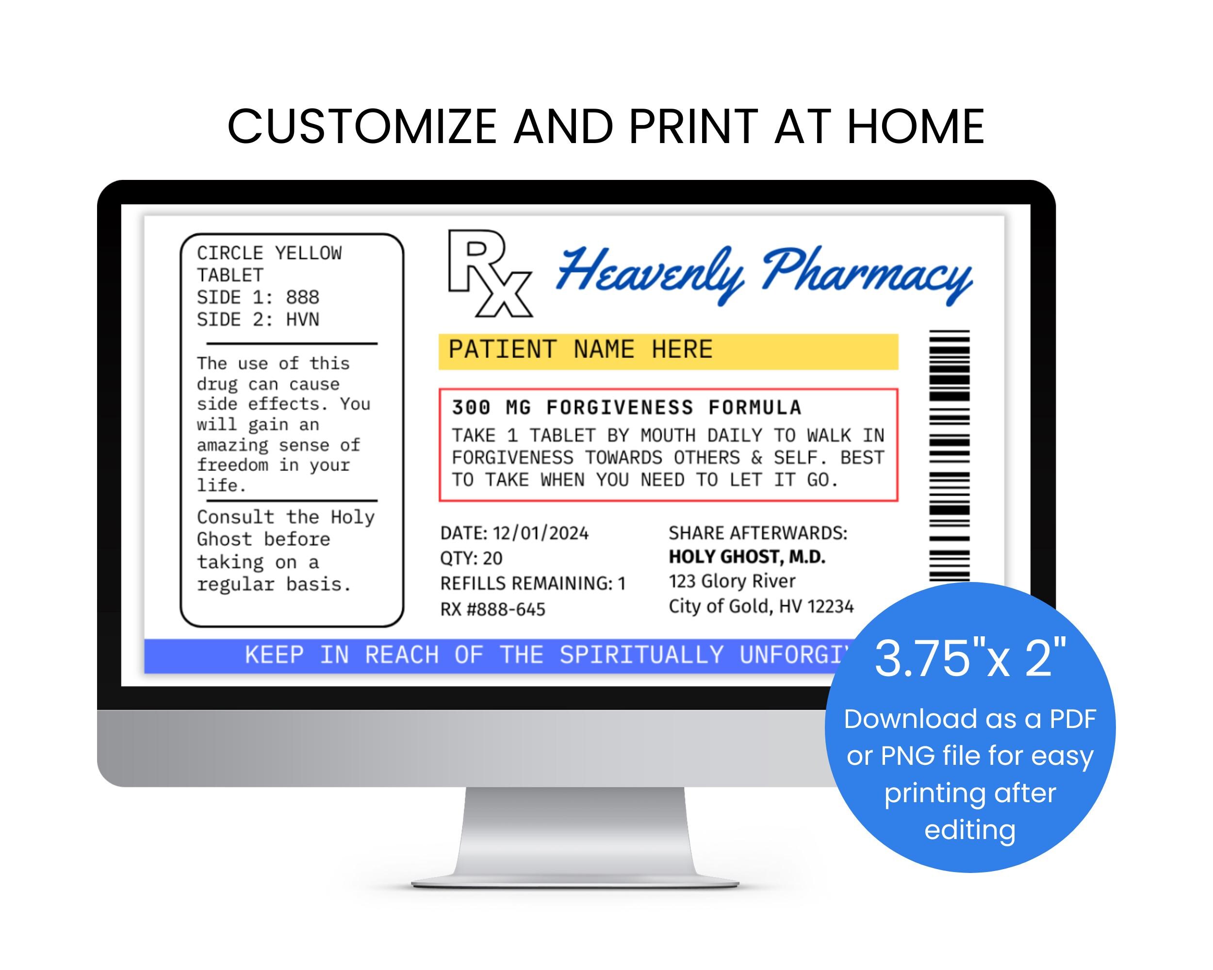 Prescription Label Template, Canva Template Editable, Pill Bottle Label ...