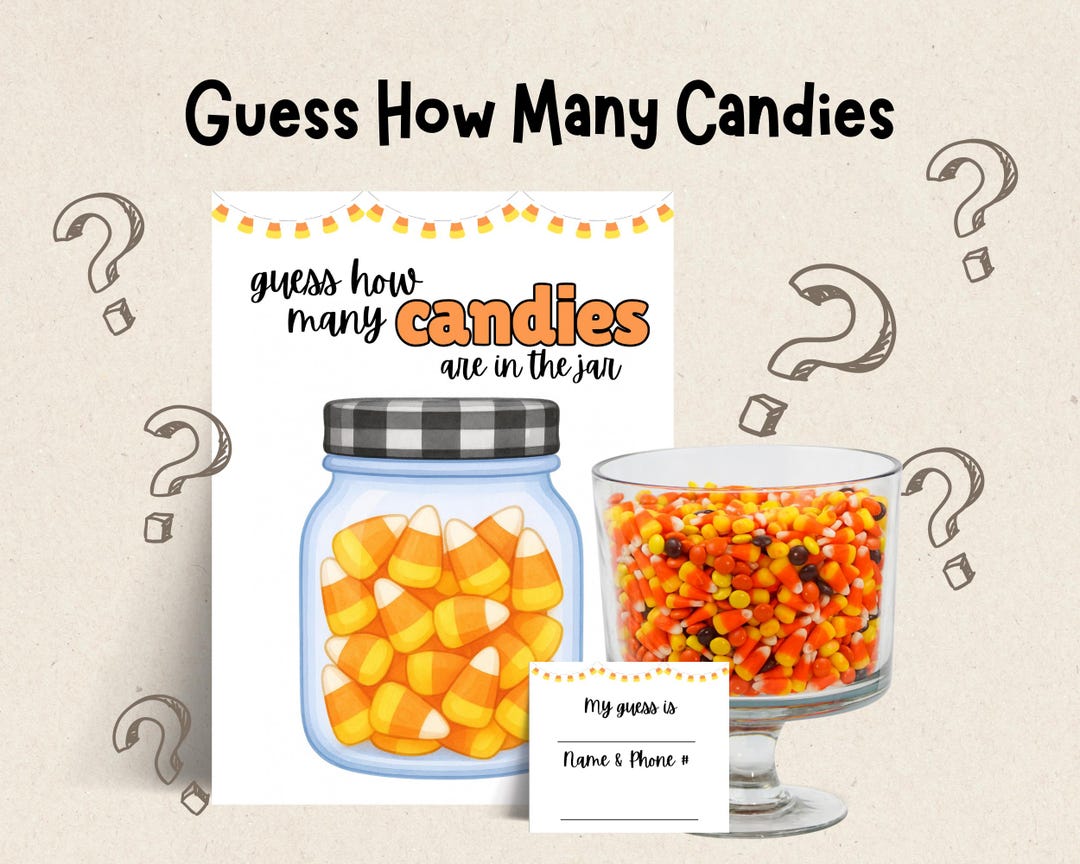 Guess How Many Candies, Printable Party Game, Candy Jar Sign, Guessing ...