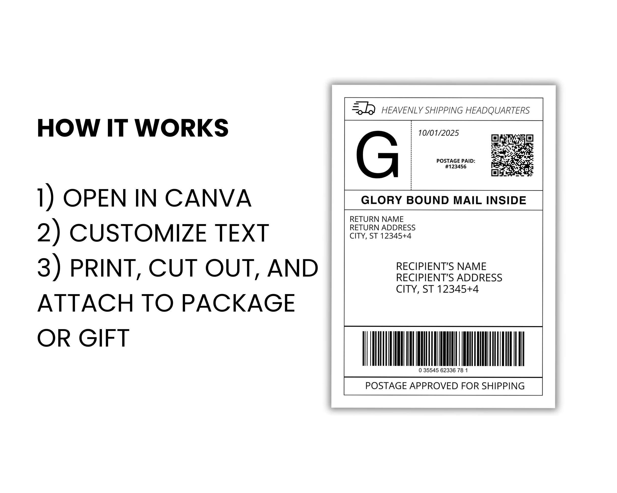 Fake Shipping Label Template, Editable Mail Label, Custom Mail Labels ...