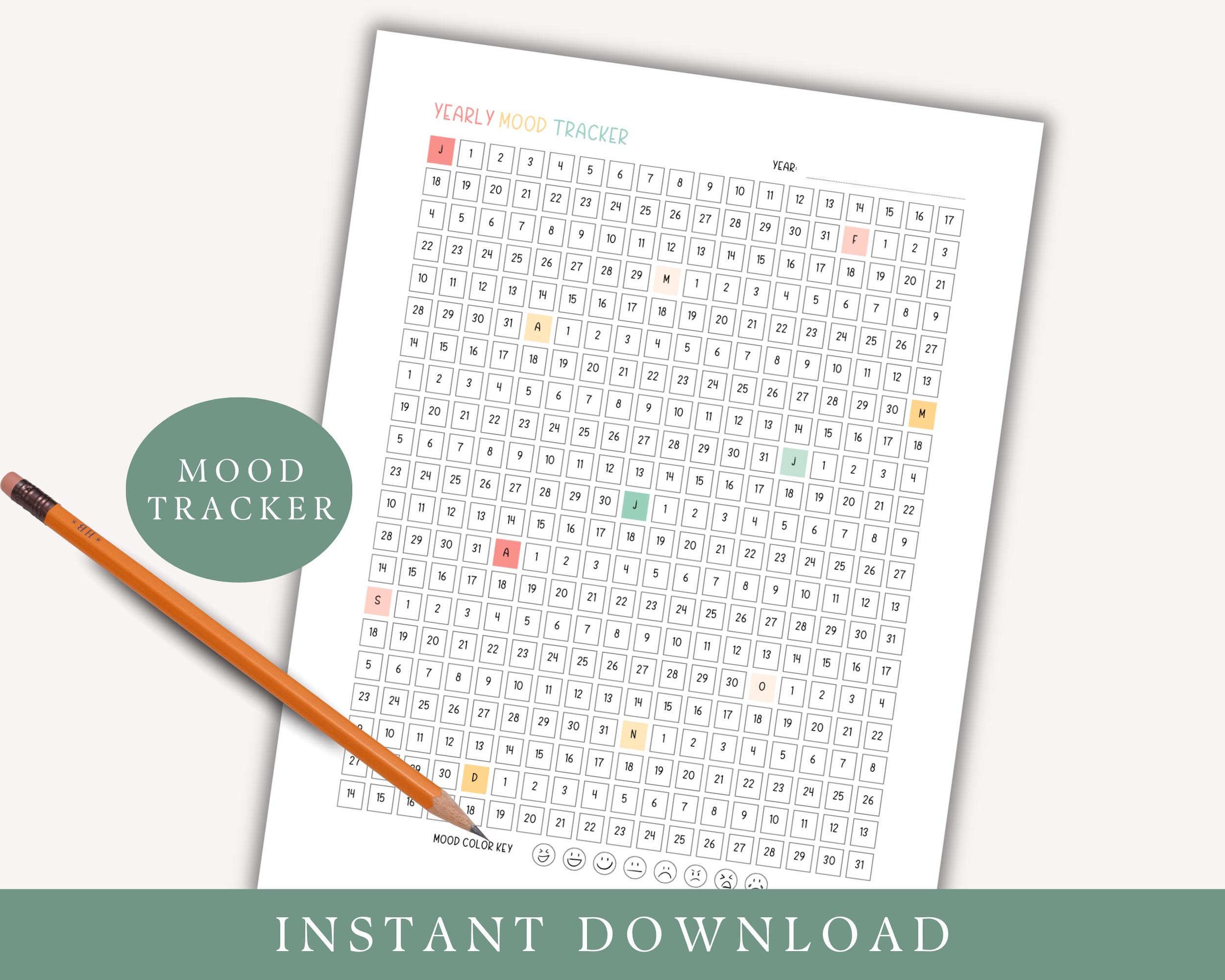 2026 Yearly Mood Tracker Printable, Feelings Log, Monthly Daily PDF ...