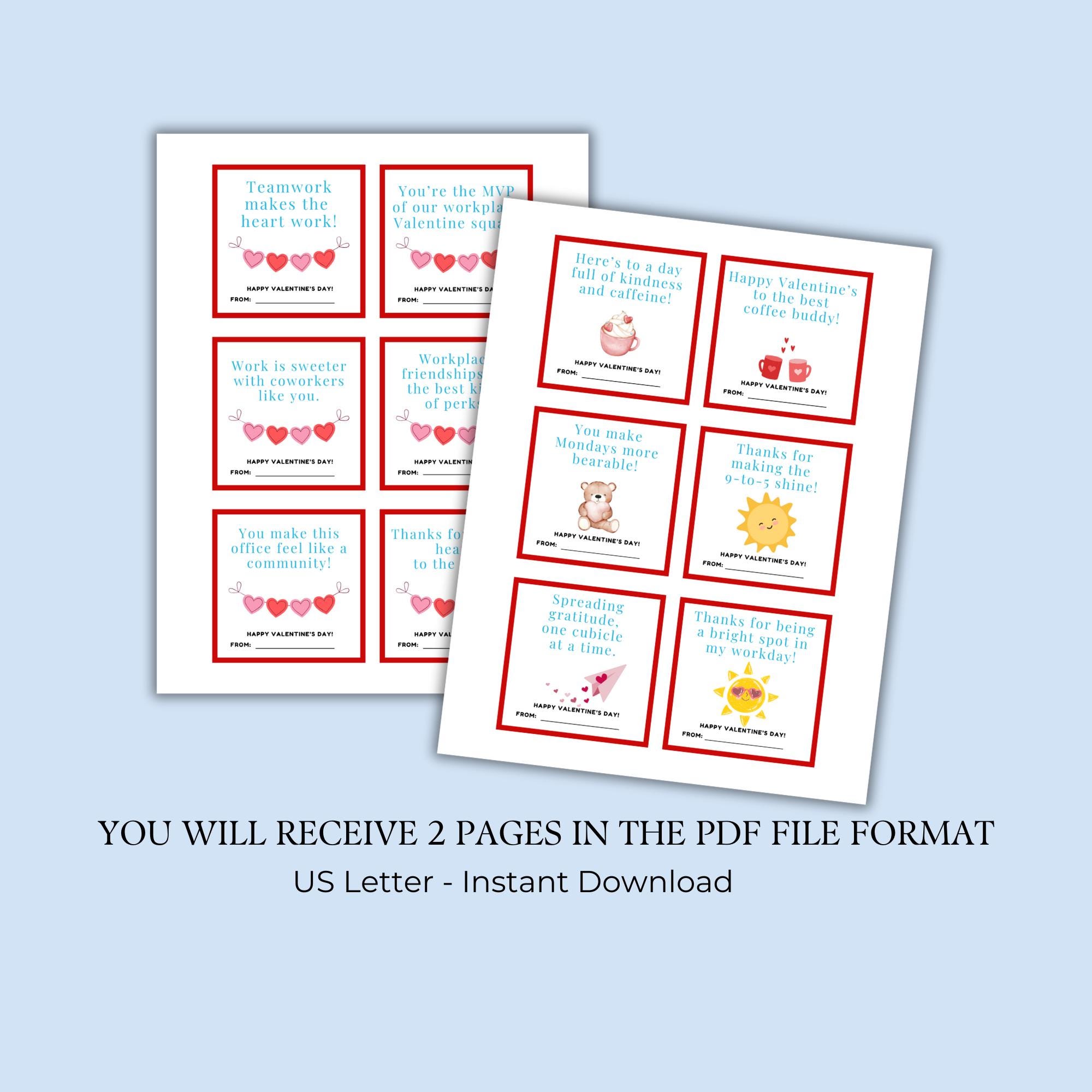 Coworker Valentine Cards Printable, Fun Employee Work Personalized ...