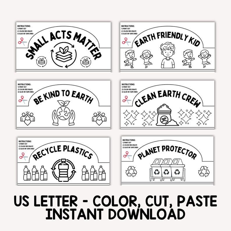 Earth Day Paper Crowns for Kids, Printable Party Hats, DIY Classroom ...