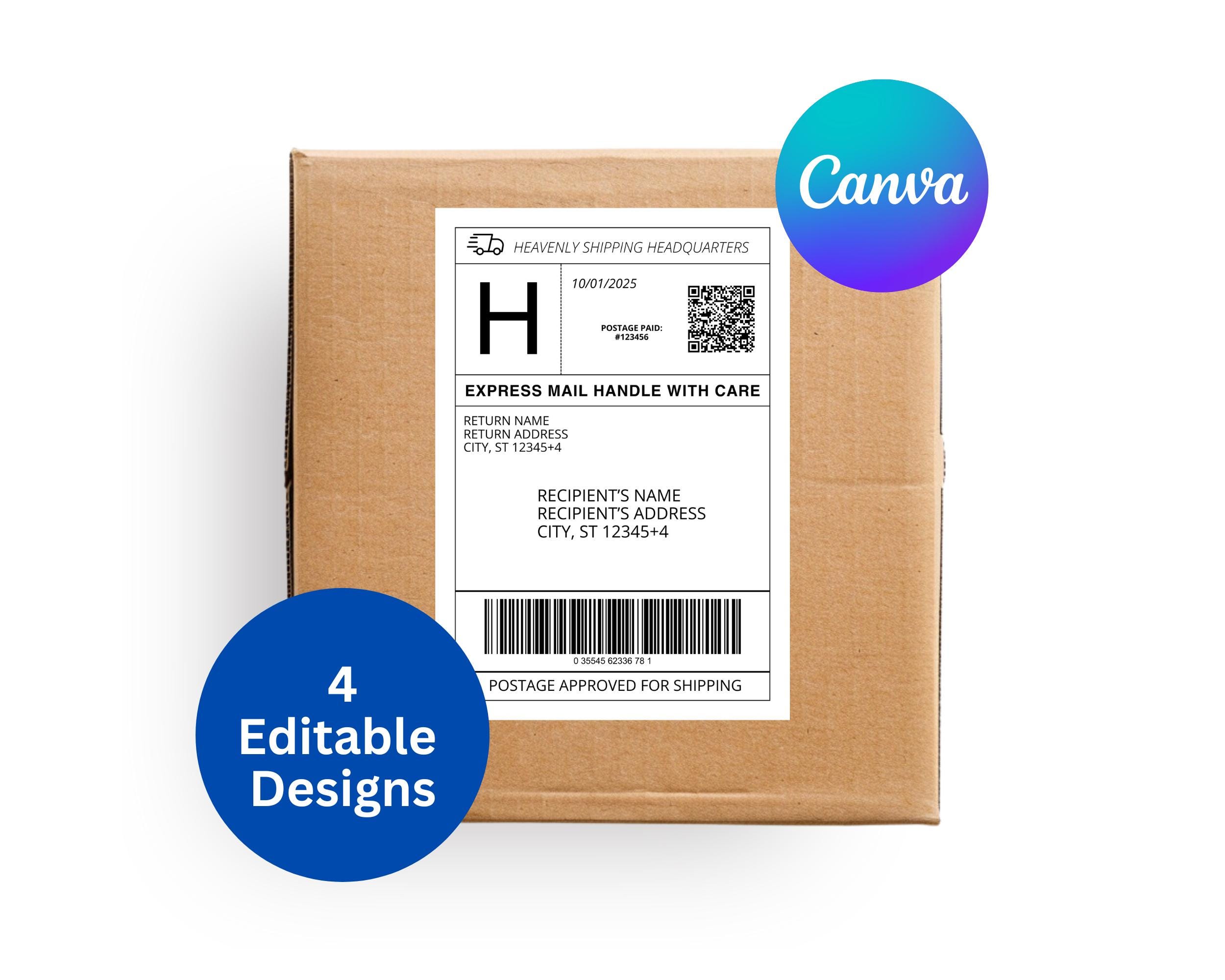 Fake Shipping Label Template, Editable Mail Label, Custom Mail Labels ...