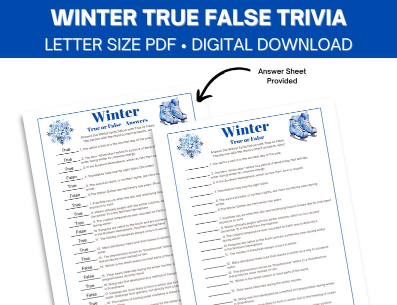 Winter Trivia Game, Christmas Game, Ice Breaker Games, Family Game ...