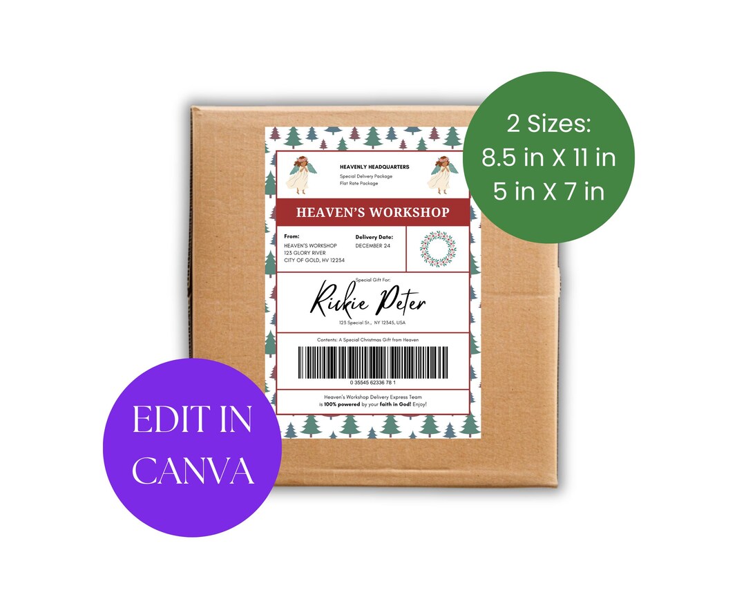 Editable Christmas Fake Shipping Label, Fun Shipping Labels, Printable ...