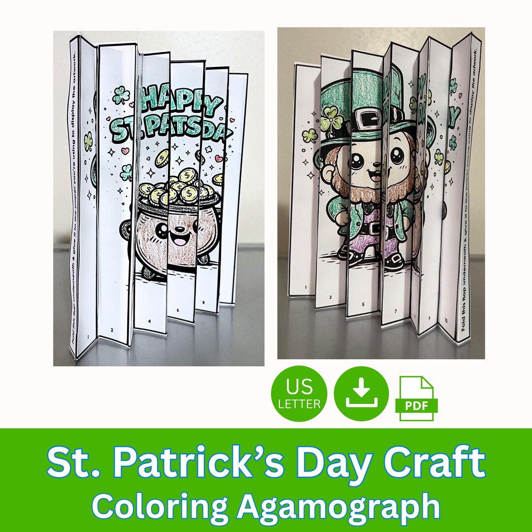 St Patricks Day Agamograph Printable, 3D Coloring Page, Cut Paste Craft ...