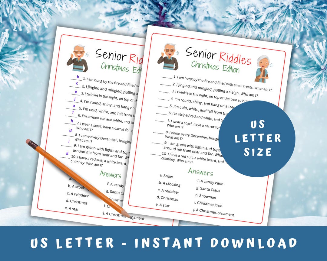 Printable Christmas Senior Riddles Game, Senior Family Game Night ...
