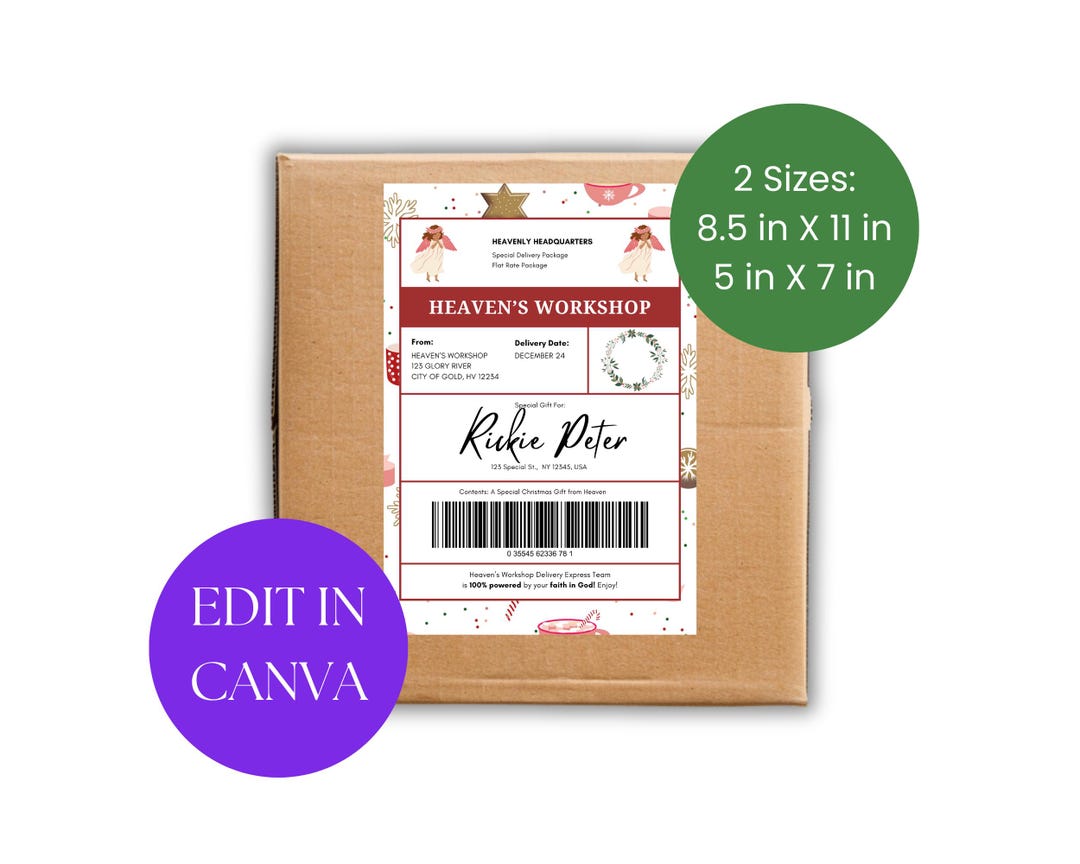 Editable Christmas Fake Shipping Labels, Printable Gag Gift Template ...