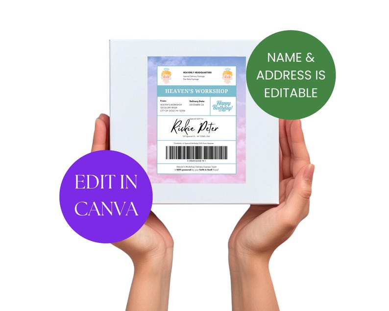 Birthday Shipping Label Printable, Festive Customizable Canva Template ...