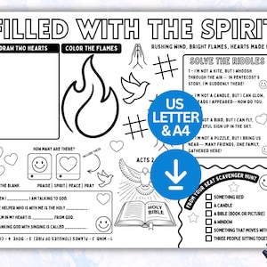 Pentecost Holy Spirit Activity Sheet, Sunday School Craft, Kids Bible ...
