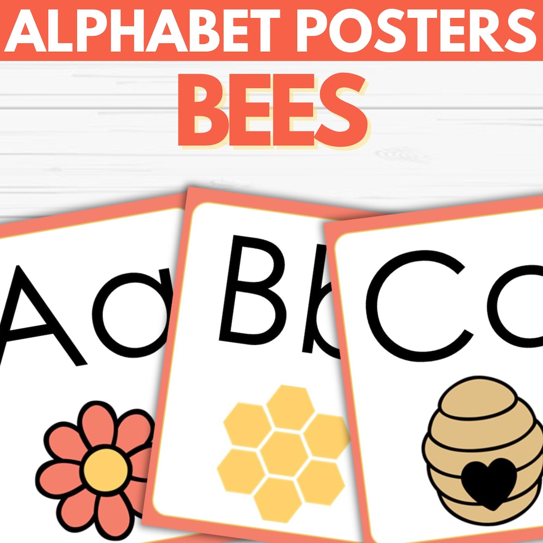Bees Theme Alphabet, A-Z Classroom Decor, ABC Posters, Homeschool After ...