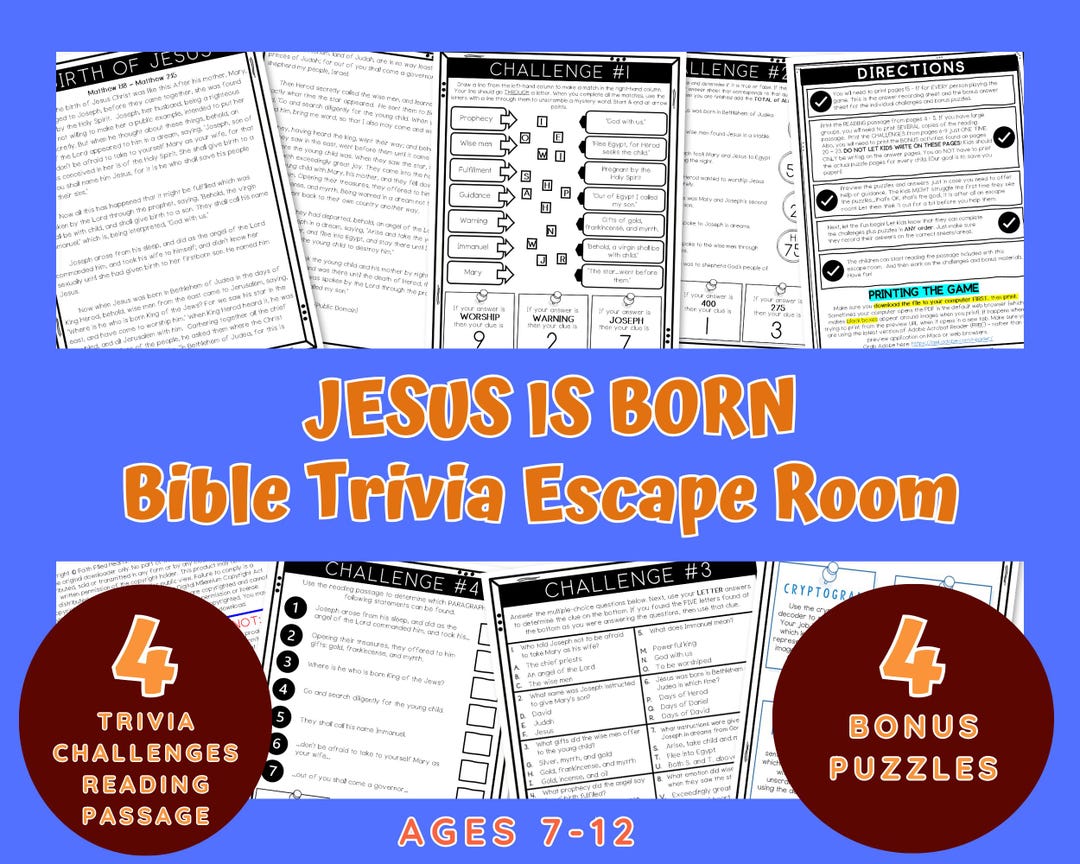 Escape Room for Kids, Bible Trivia Christmas Team Building, Sunday ...