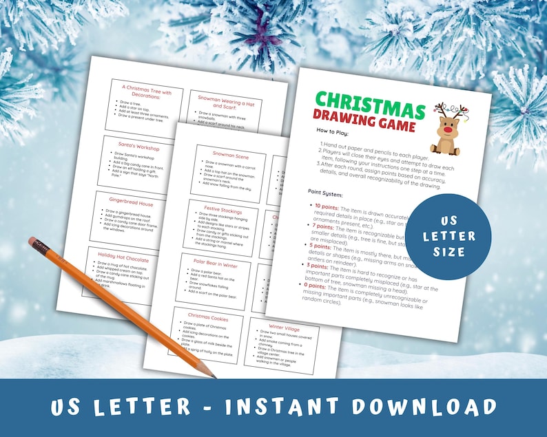 Christmas Drawing Game Printable, Office Icebreaker Game, Youth Group ...