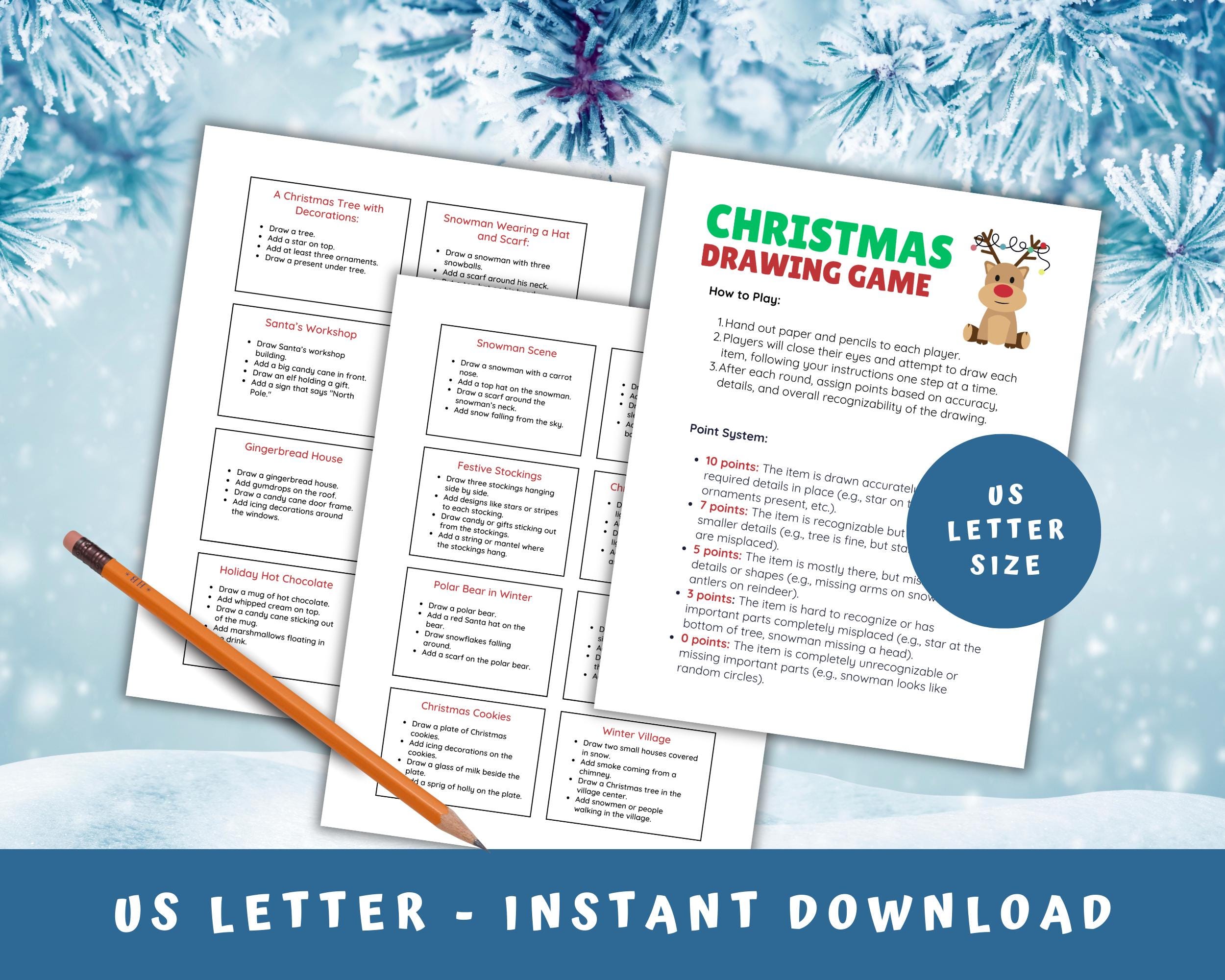Christmas Drawing Game Printable, Office Icebreaker Game, Youth Group ...