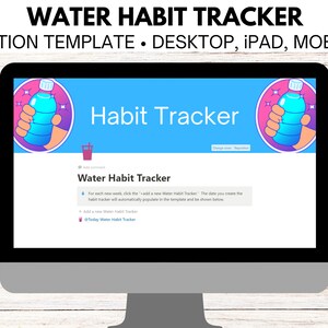 Water Habit Tracker, Goal Setting Digital Planner, Monthly Challenge ...