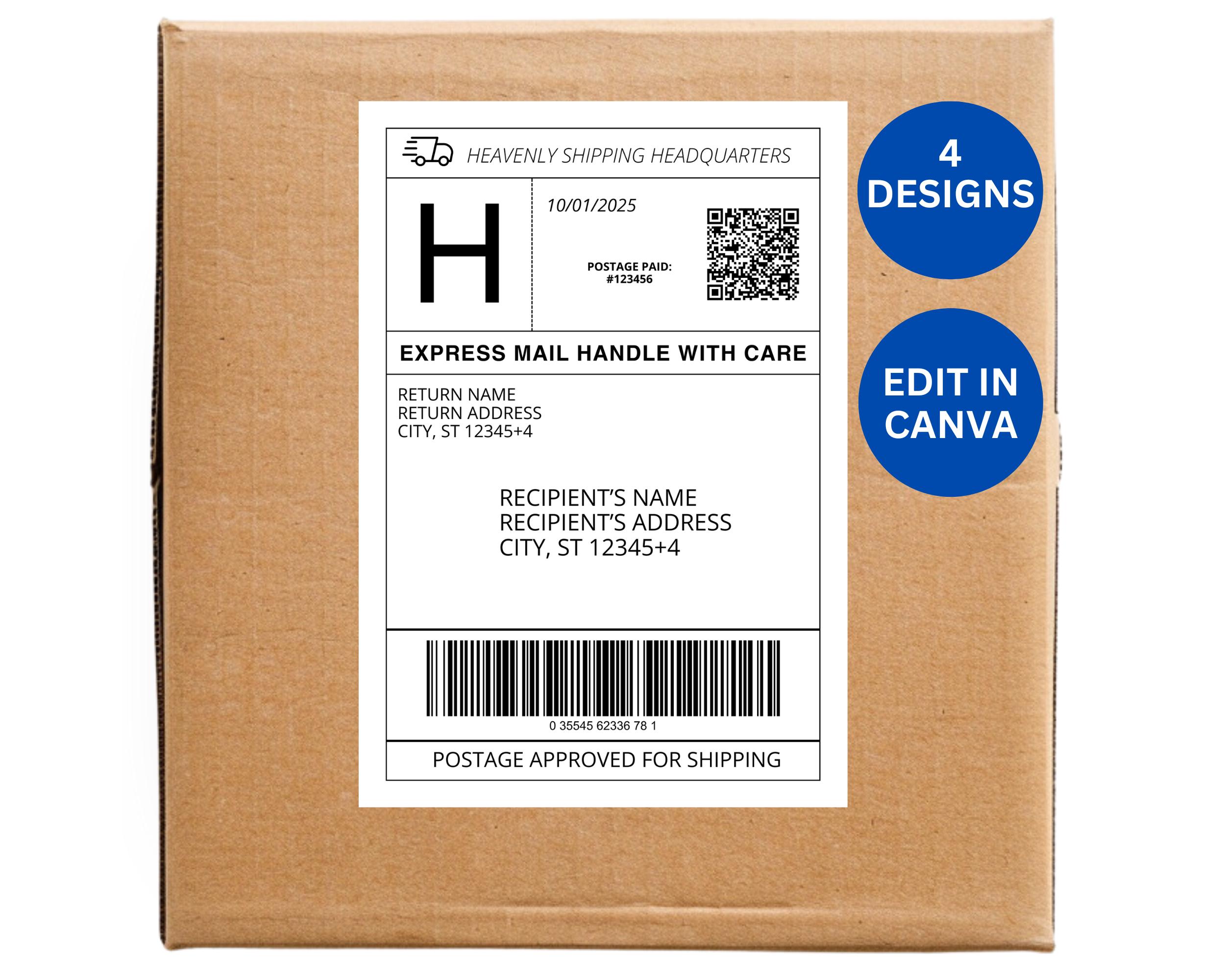 Fake Shipping Label Template, Editable Mail Label, Custom Mail Labels ...