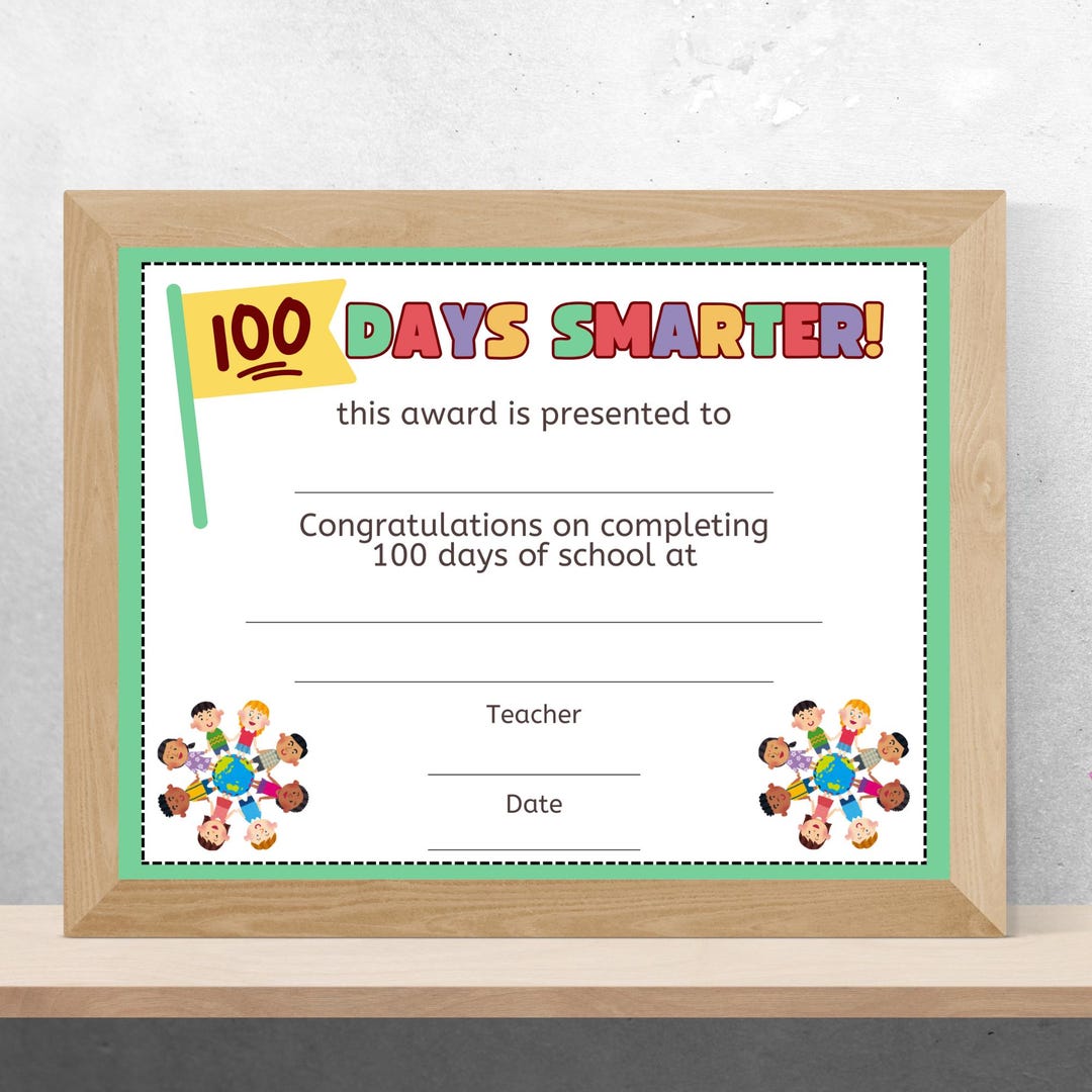 100th Day of School Certificate Template for Kids, Fully Edit in Canva ...