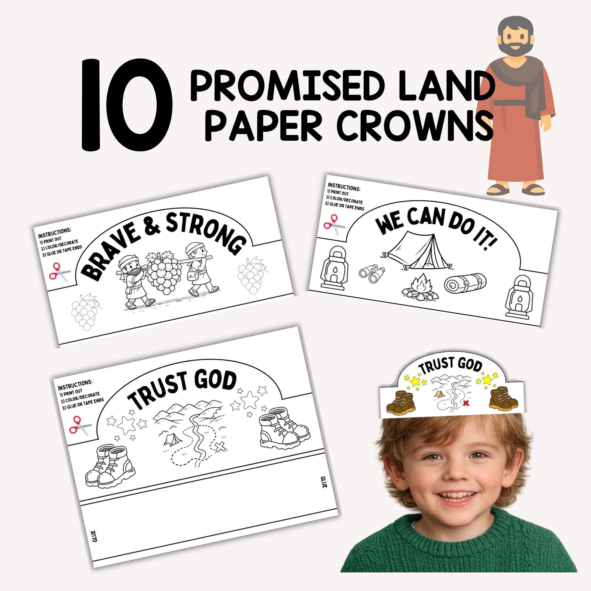 Promised Land Paper Crowns for Kids, Printable Party Hats, DIY ...