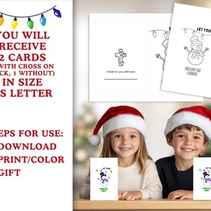 Christmas Coloring Card Printable, Snowman, DIY Holiday, Color Cards ...